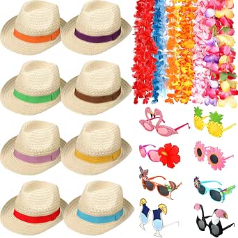 Amazon.com: Lasnten 28 Pcs Hawaiian Luau Party Kit, Include 12 Hawaiian ...