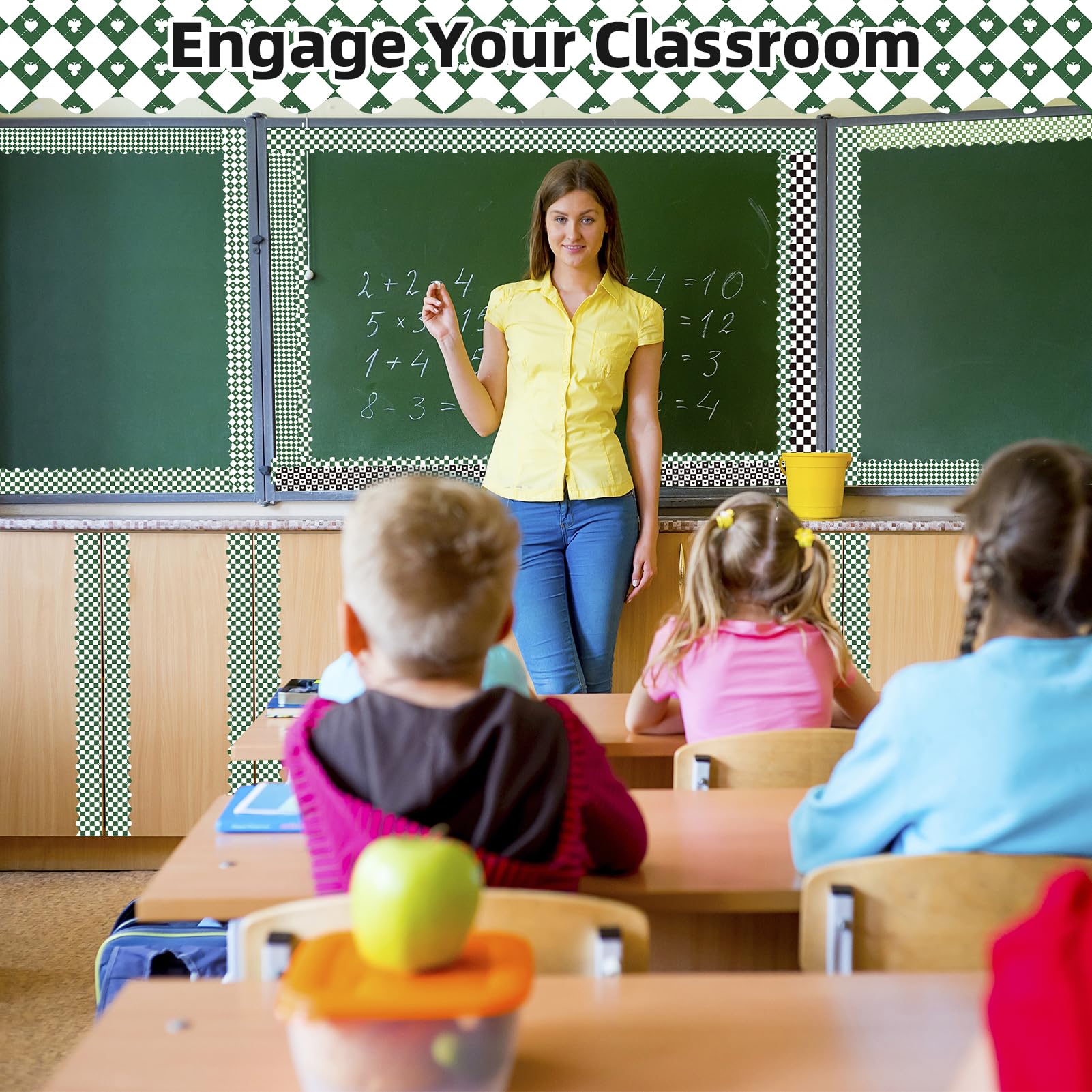 Snapklik.com : Checkered Spring Bulletin Board Border Set - 6 Rolls 196 ...