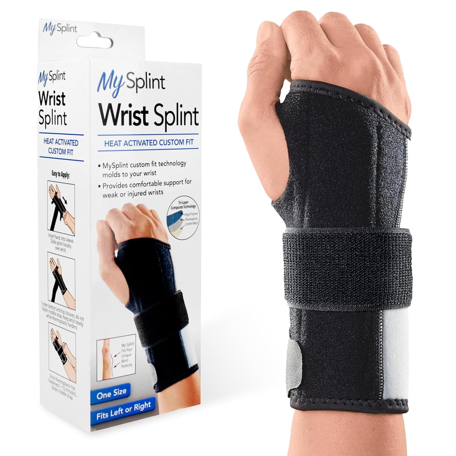 Amazon.com: MySplint Custom-Fit Wrist Splint - Heat-Activated, Moldable ...
