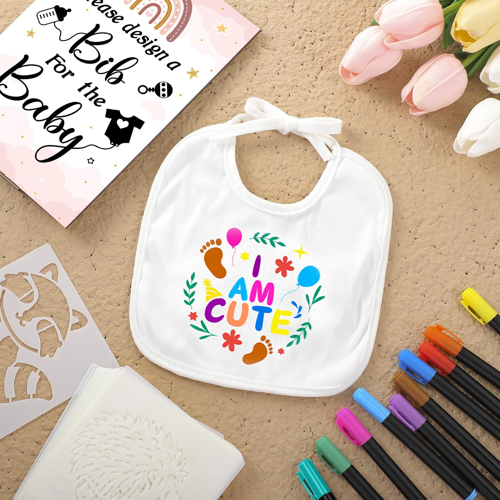 Snapklik.com : Newwiee 55 Pcs White Bibs For Baby Decorating Design A ...