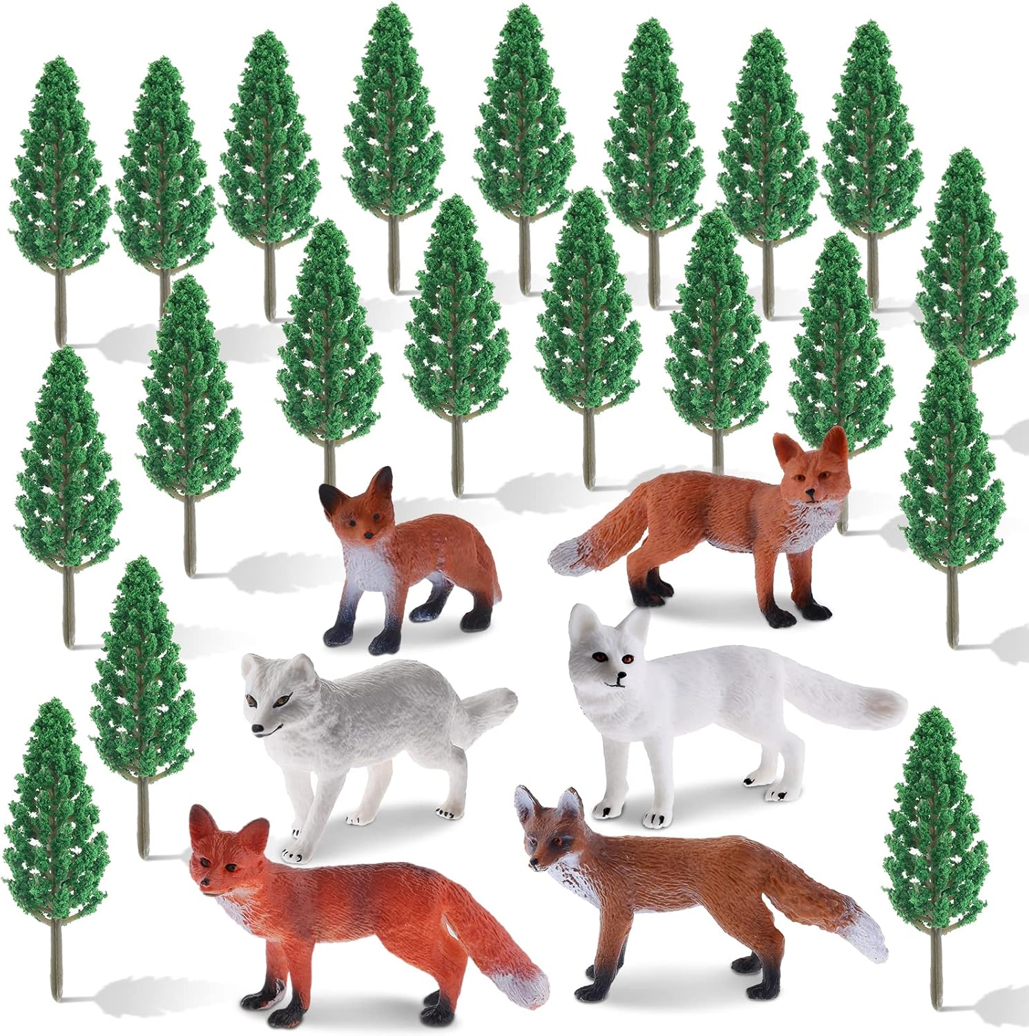 Amazon.com: Zomiboo 26 Pcs Fox Figurines Set with Miniature Trees ...