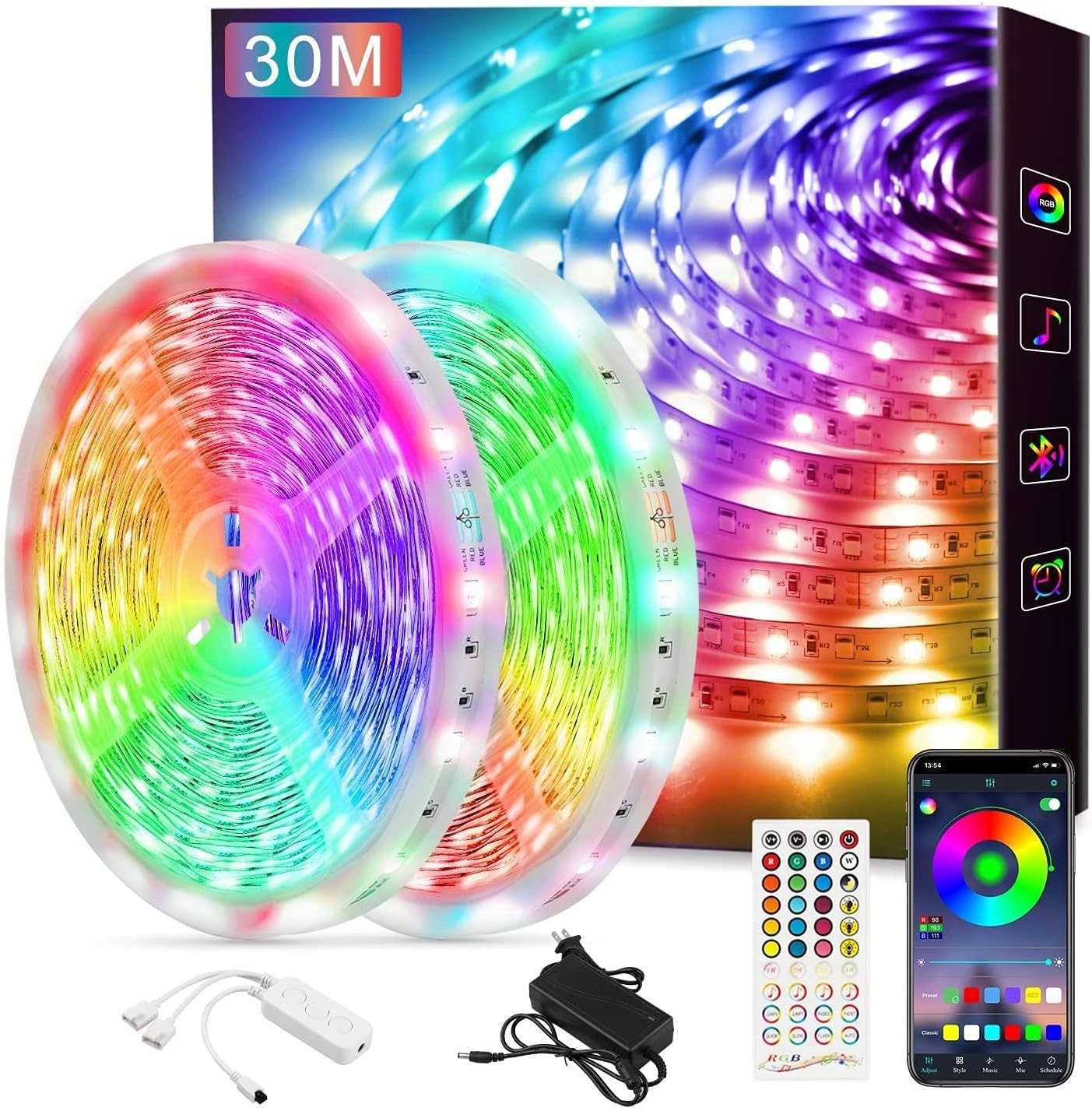 Amazon.com: 100 Feet Led Strip Lights Led Light Strip with Bluetooth ...