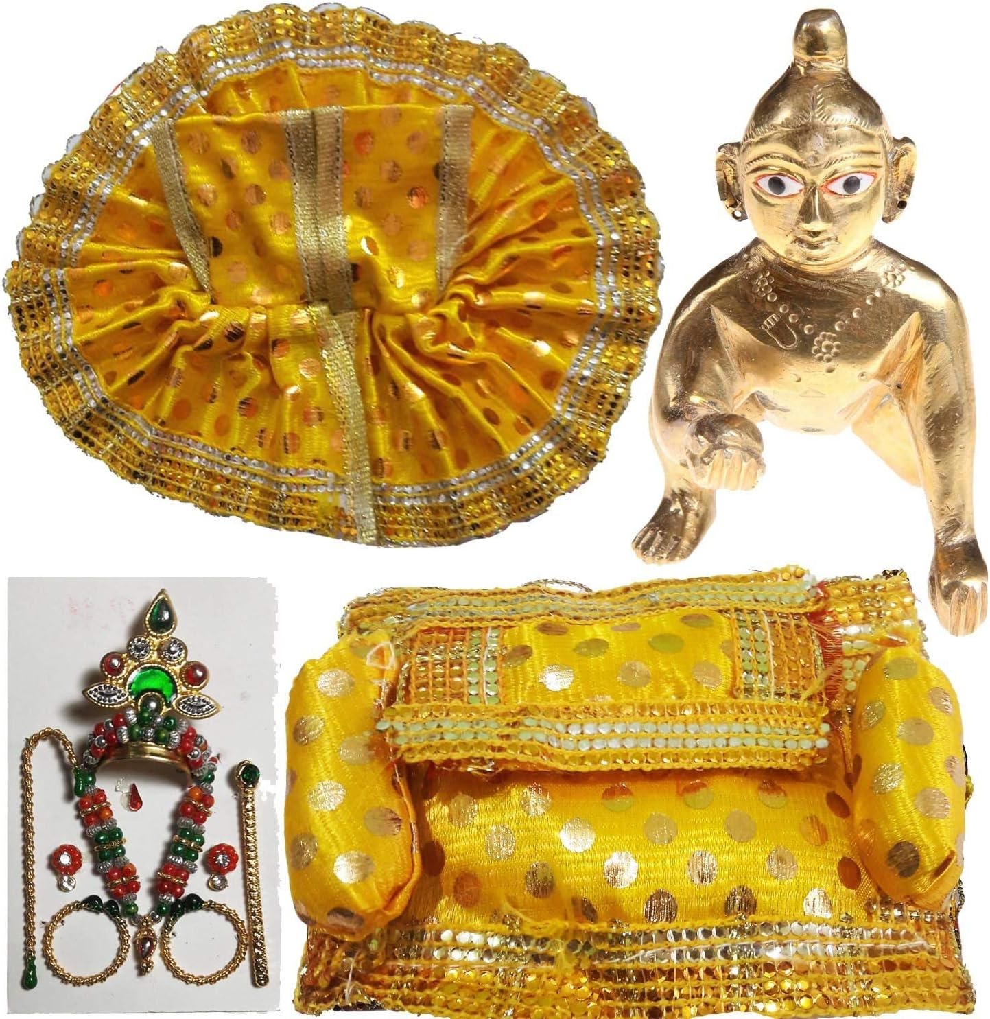 Completely Handmade Shringaar Set with Metal Laddu Gopal Dress Jewelry ...