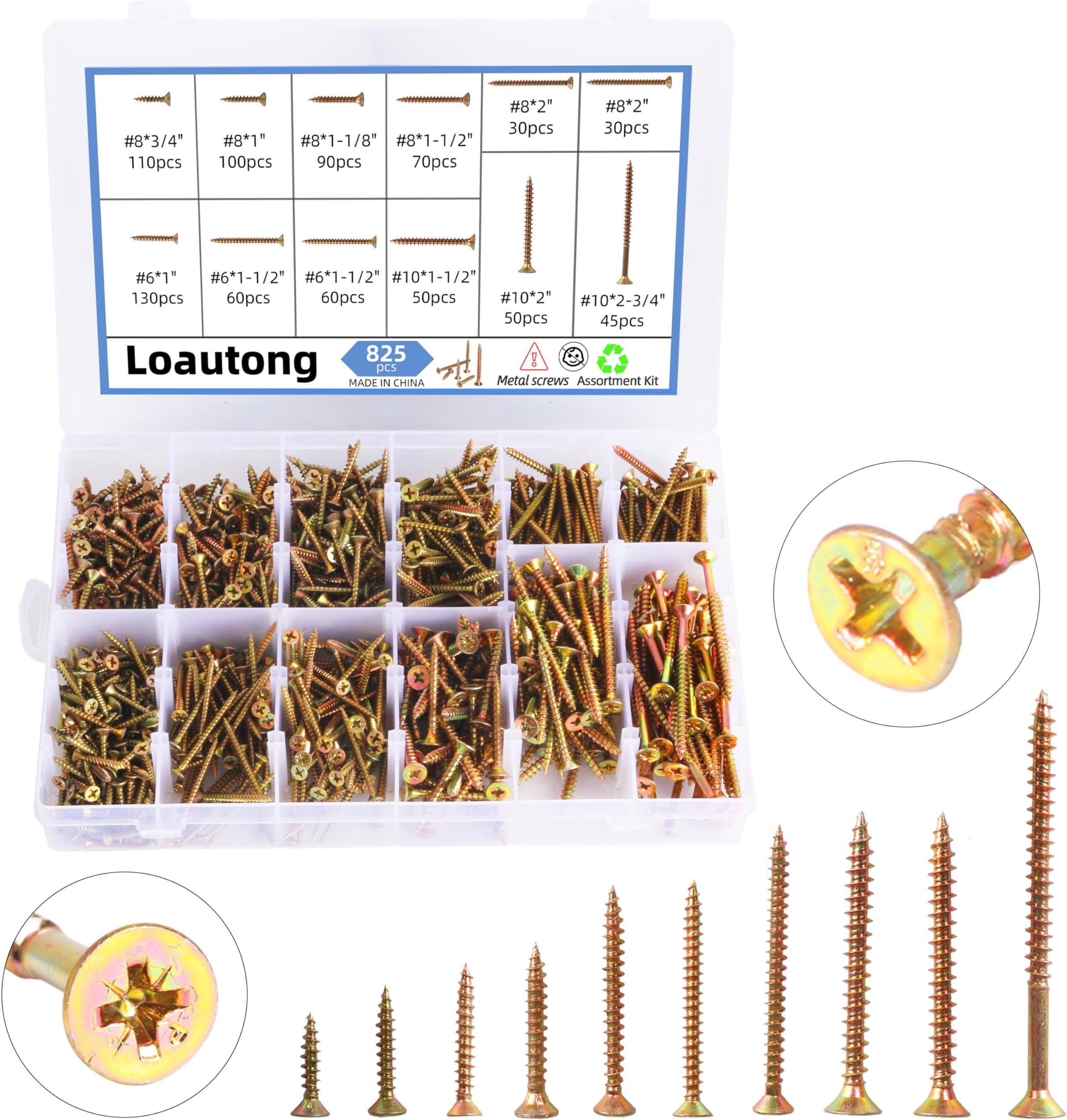 Amazon.com: #1 Wood Screw Assortment Kit, 240 Pieces, Model:, Outdoor ...