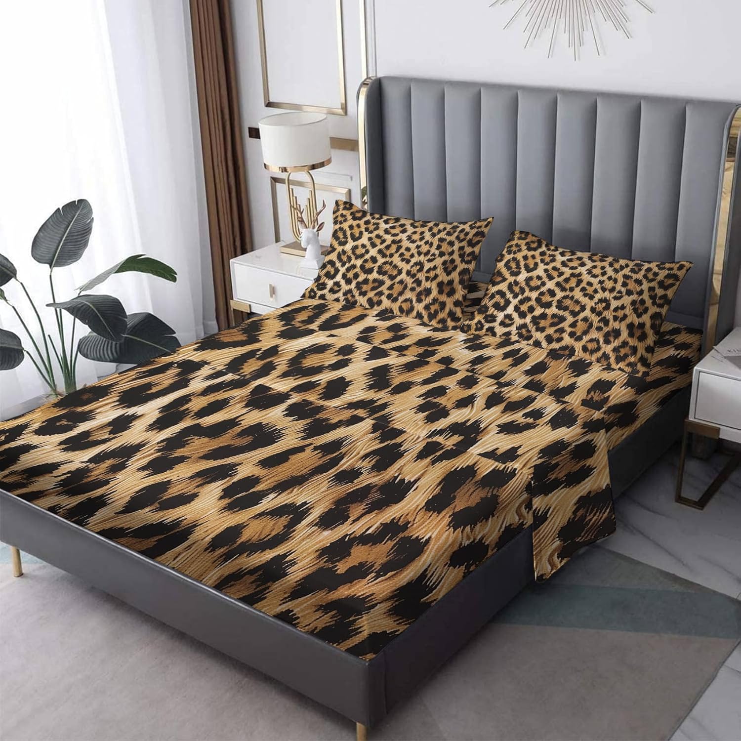 Amazon.com: Leopard Print Sheets Twin XL Size - Cheetah Print Bed ...