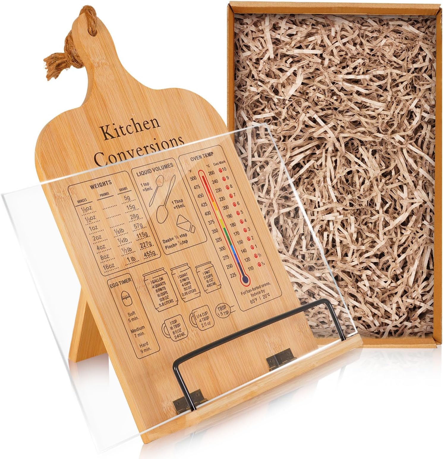 Amazon.com: DZBJIPT Bamboo Cookbook Stand Suit,Cookbook Holder with ...