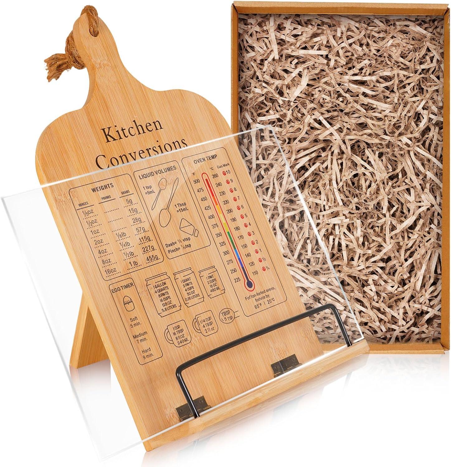 Amazon.com: DZBJIPT Bamboo Cookbook Stand Suit,Cookbook Holder with ...