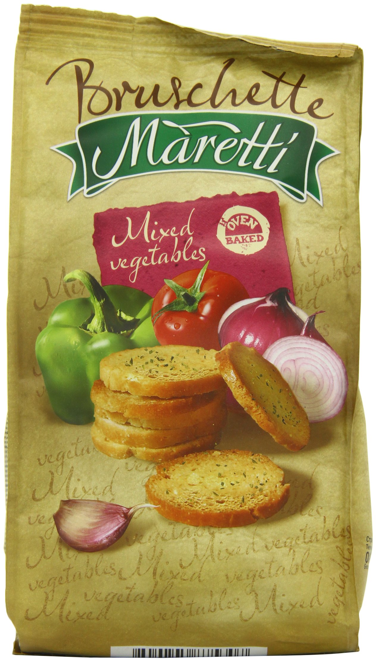 Maretti Bruschette Mixed Vegetables Baked Bread Snack 70 g (Pack of 14 ...
