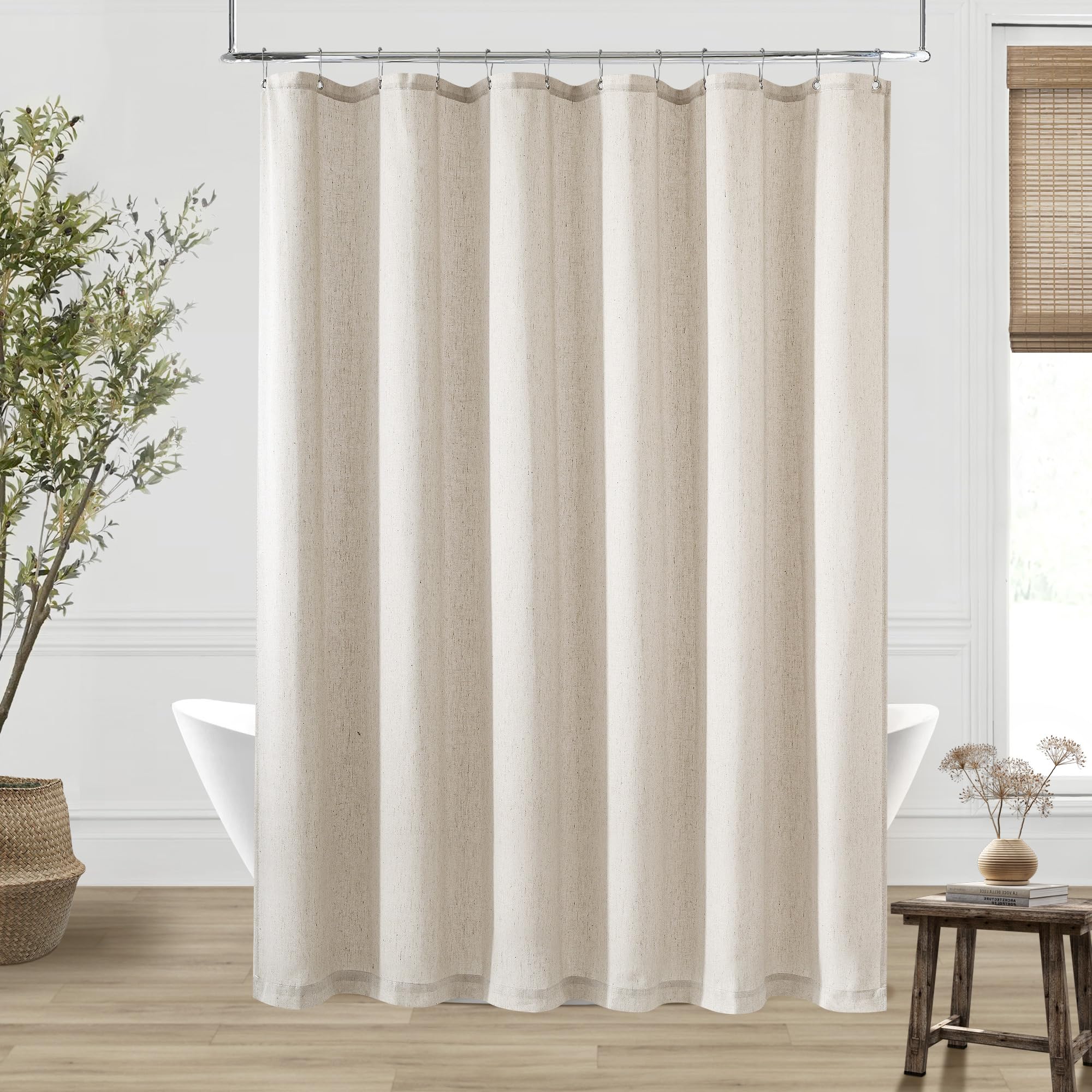 Amazon.com: 90 Inch Shower Curtain Linen Neutral Earth Tone Extra Long ...