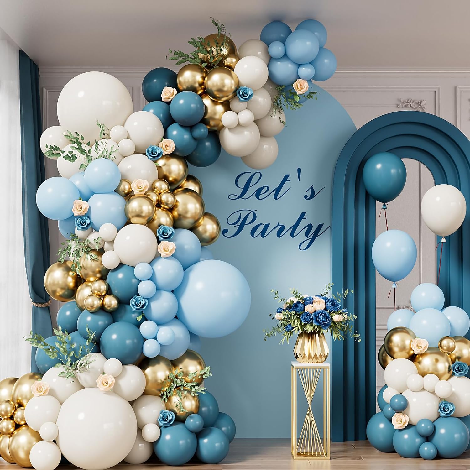 Amazon.com: Dusty Blue Balloon Arch Garland Kit, 134PCS Ivory White ...