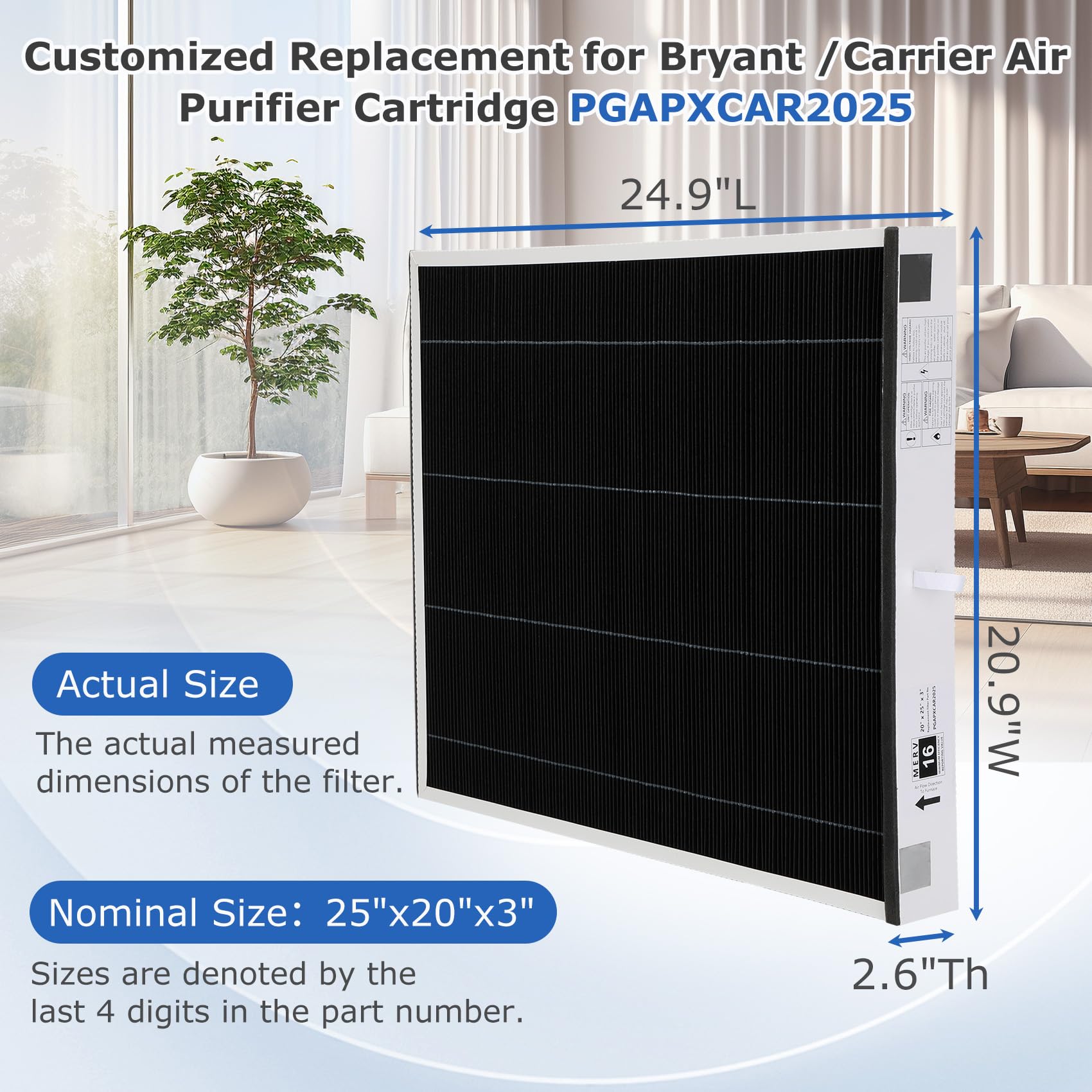 Snapklik.com : PGAPXCAR2025-A02 MERV-16 Air Filter For Bryant/Carrier ...