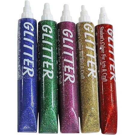 Evisha Assorted Colours 10 Glitter Sparkle Glue Tubes (25ml,Pack of 10 ...