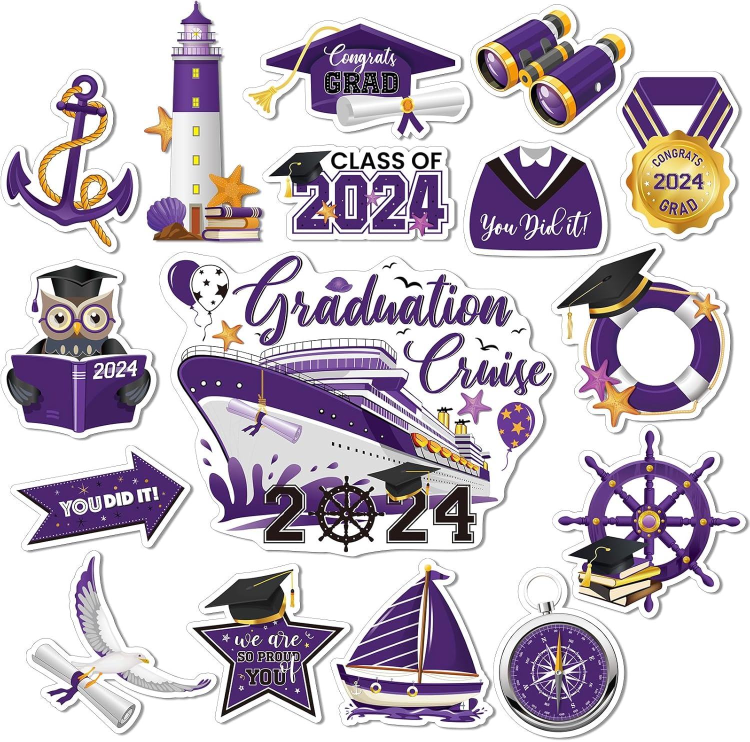 Amazon.com: Lingvee 16 Pcs Graduation Magnets Cruise Door Decorations ...