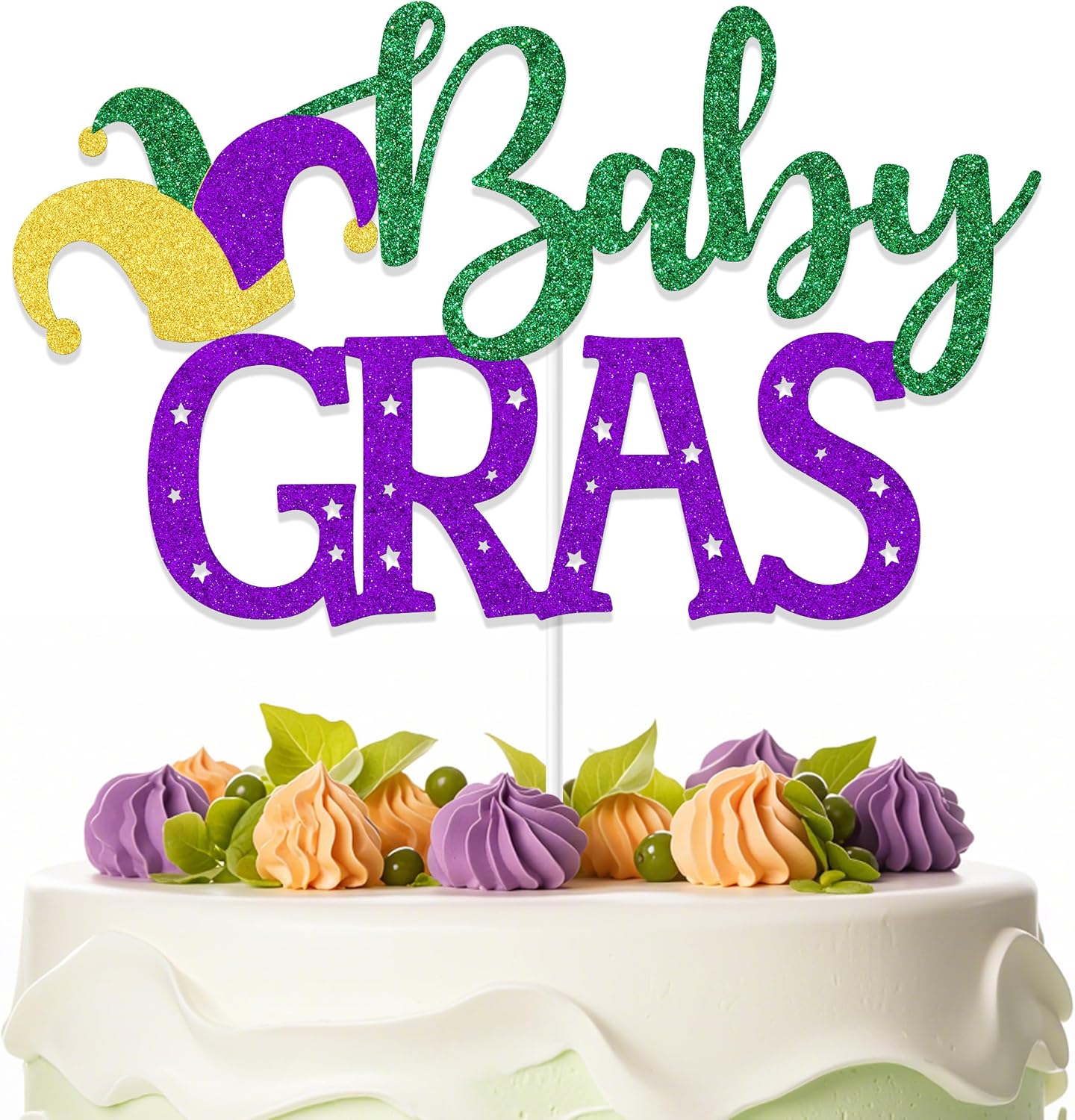Amazon.com: Baby Gras Cake Topper, Mardi Gras Baby Shower Cake ...