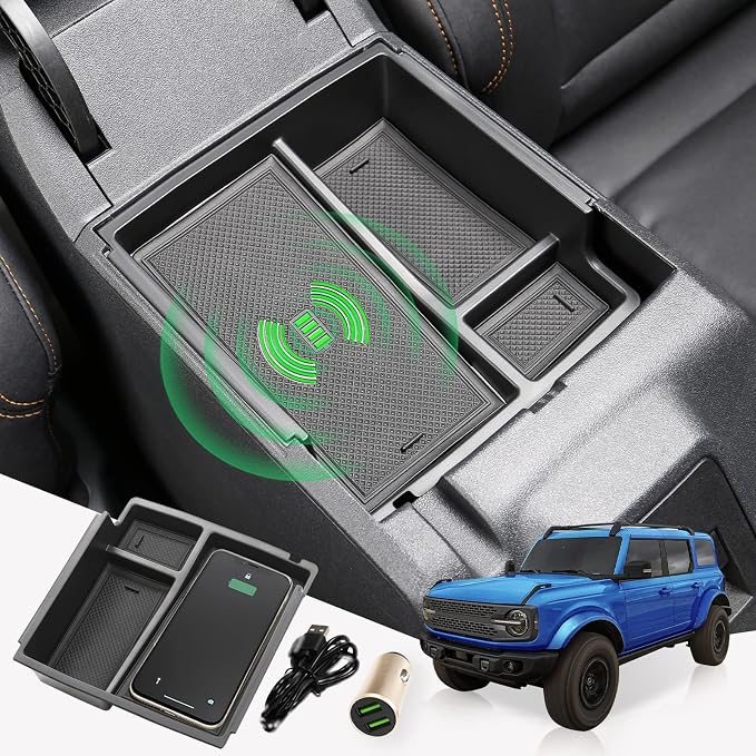 Amazon.com: BEEGROW Center Console Organizer Box with 15W Wireless ...