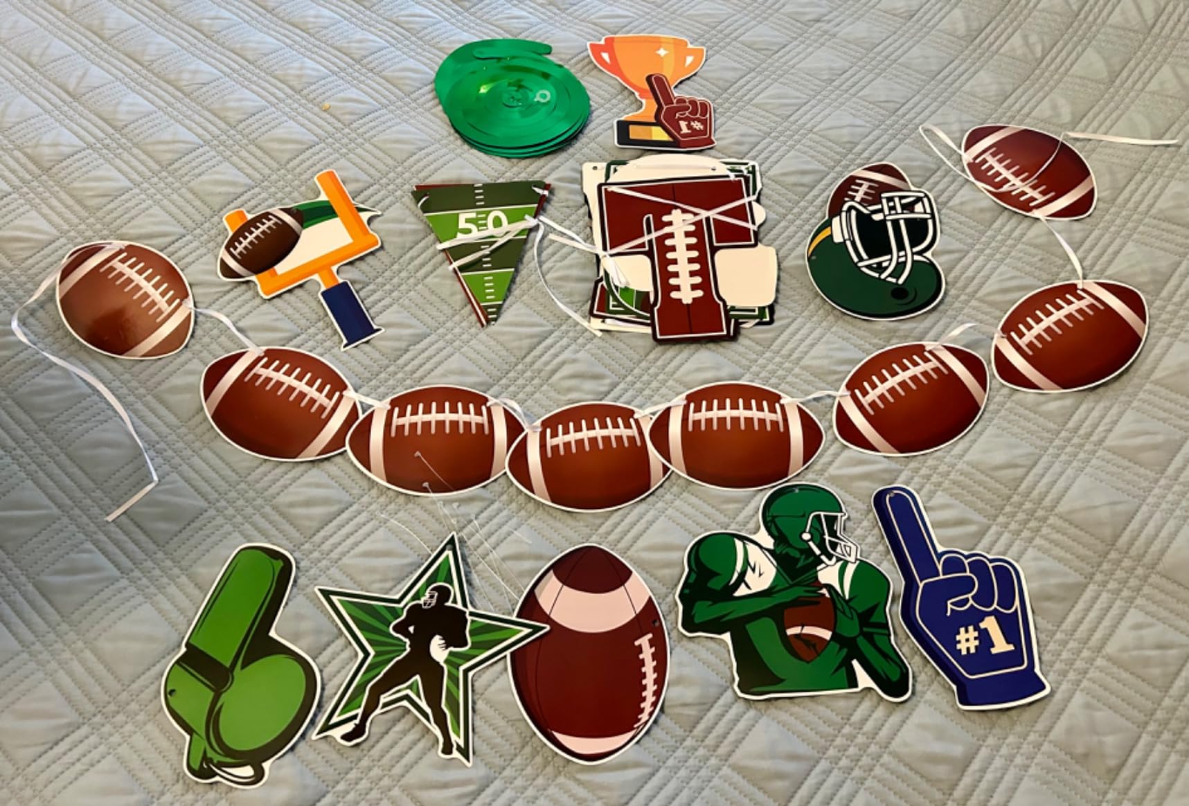 Amazon.com: Football Hanging Swirl Decorations Football Birthday Banner ...