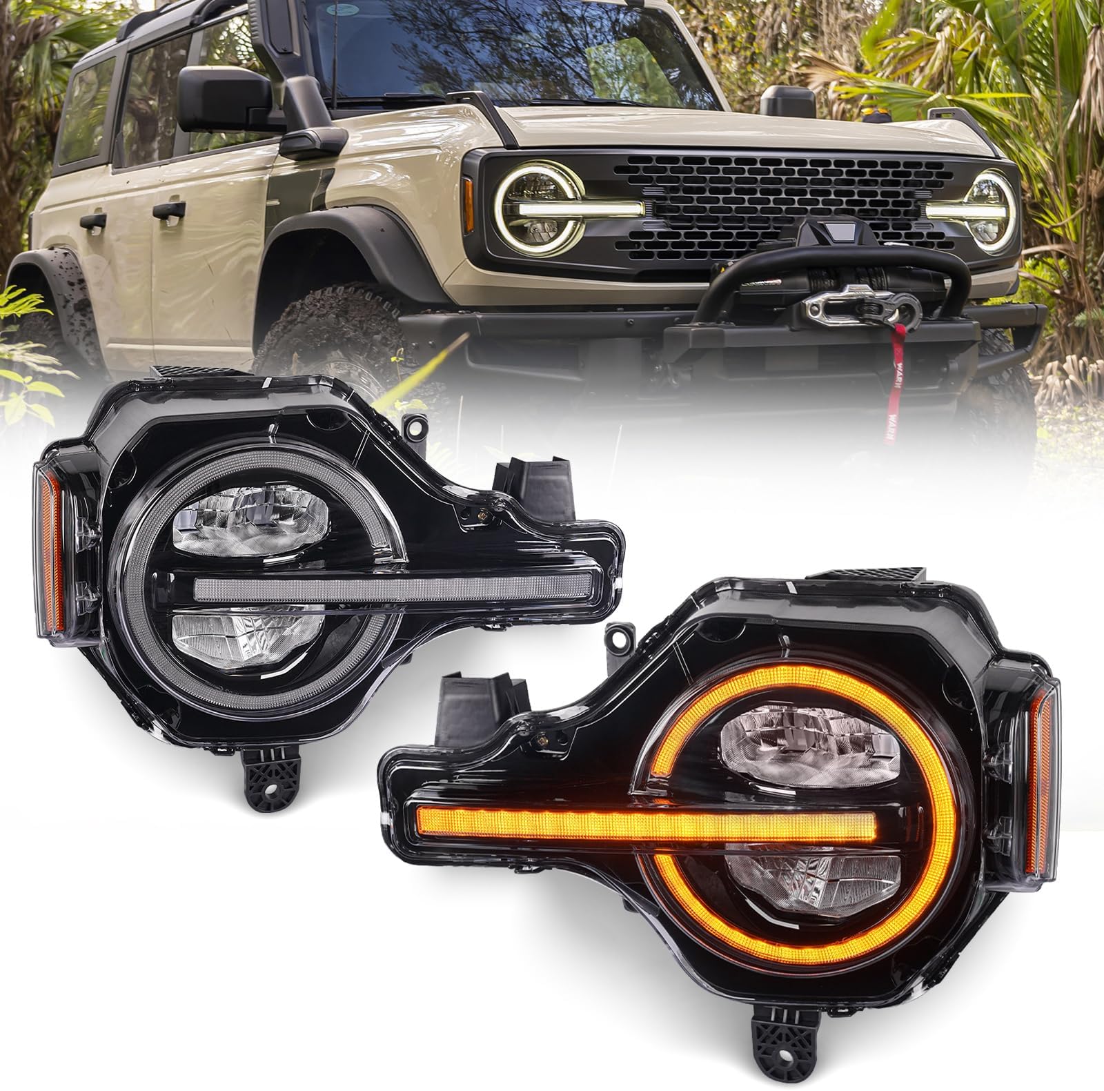 Amazon.com: tluuze LED Headlights Assembly for Ford Bronco 2021 2022 ...
