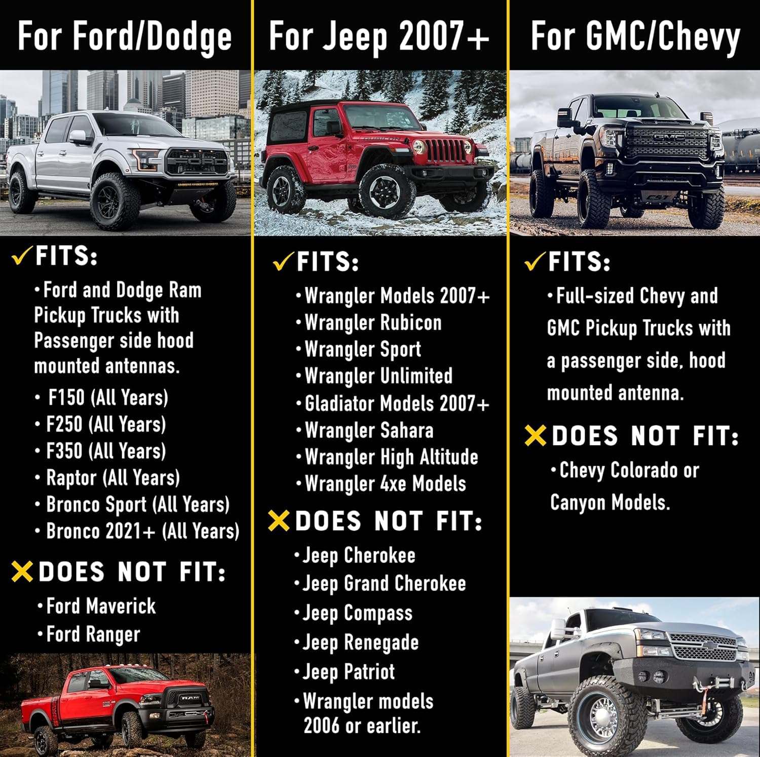 Snapklik.com : EcoAuto 8" Universal Short Stubby Truck Antenna Truck ...