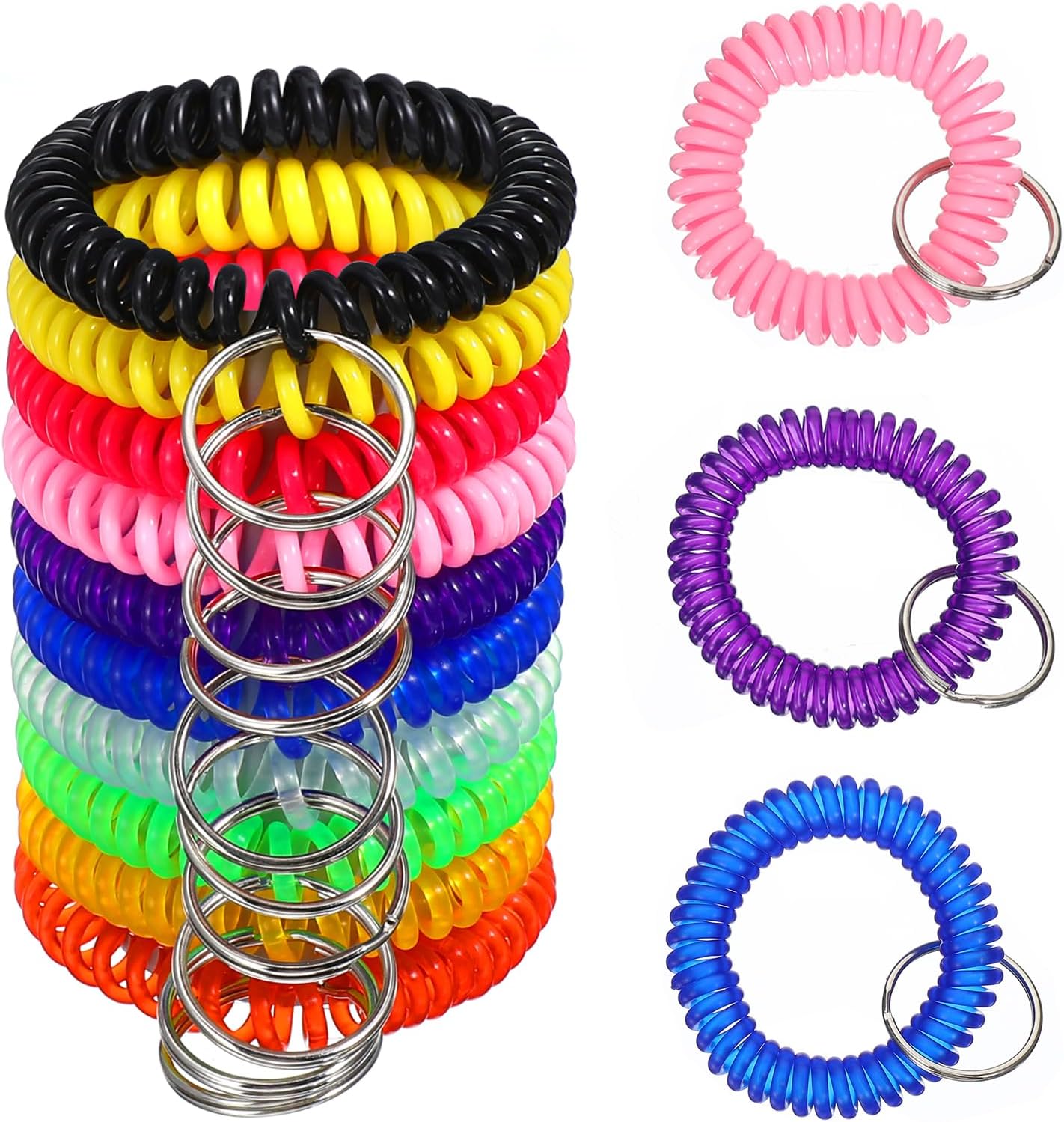 Amazon.com : Ymapinc Colorful Wrist Coil Keychain, 10 Pcs Plastic Coil ...