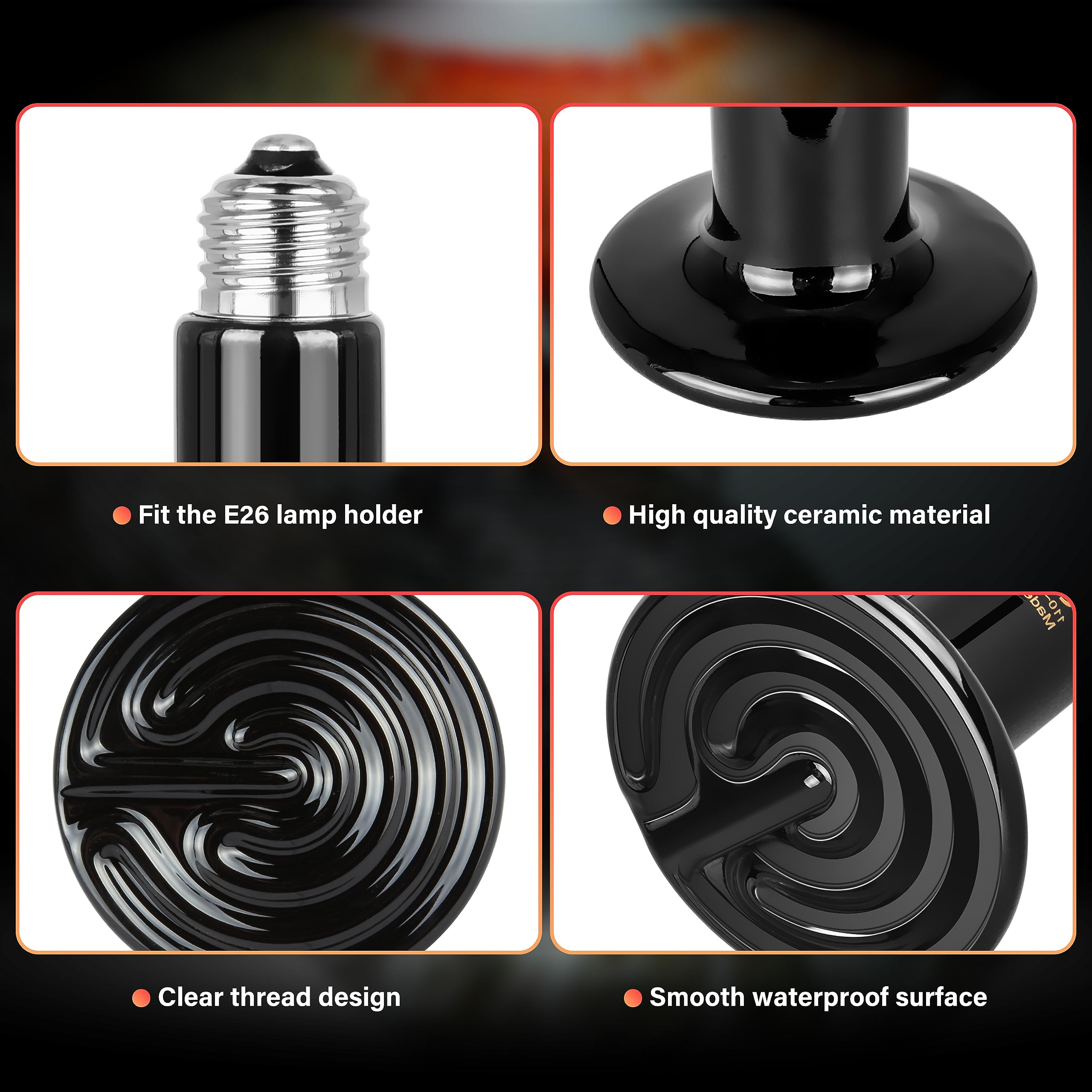 Snapklik.com : 150W Ceramic Heat Emitter, Reptile Heat Bulbs, Ceramic ...