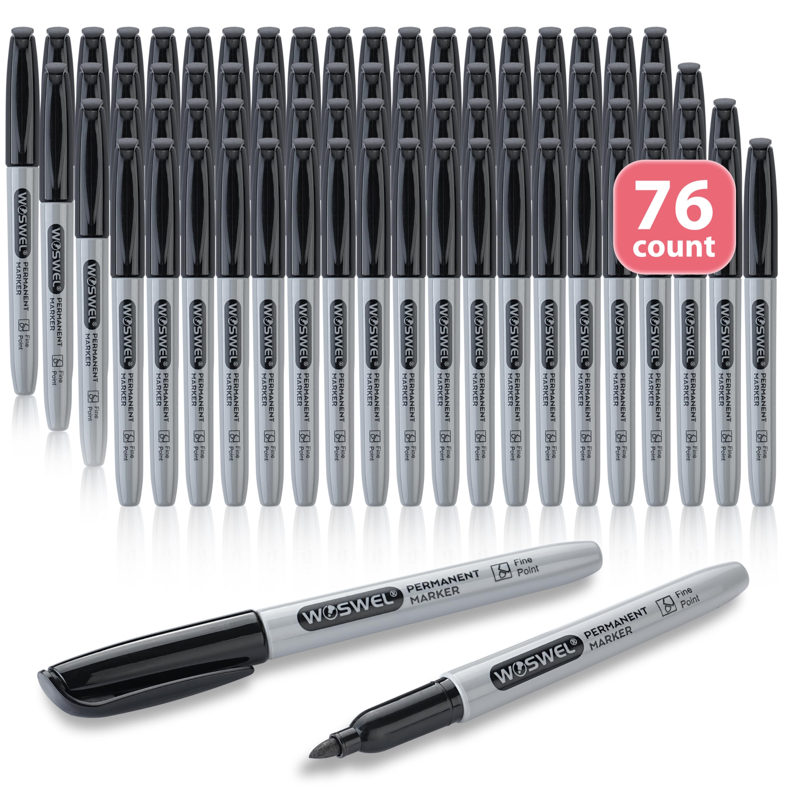 Amazon.com : WOSWEL Permanent Markers Bulk, 76 Pack Black Permanent ...