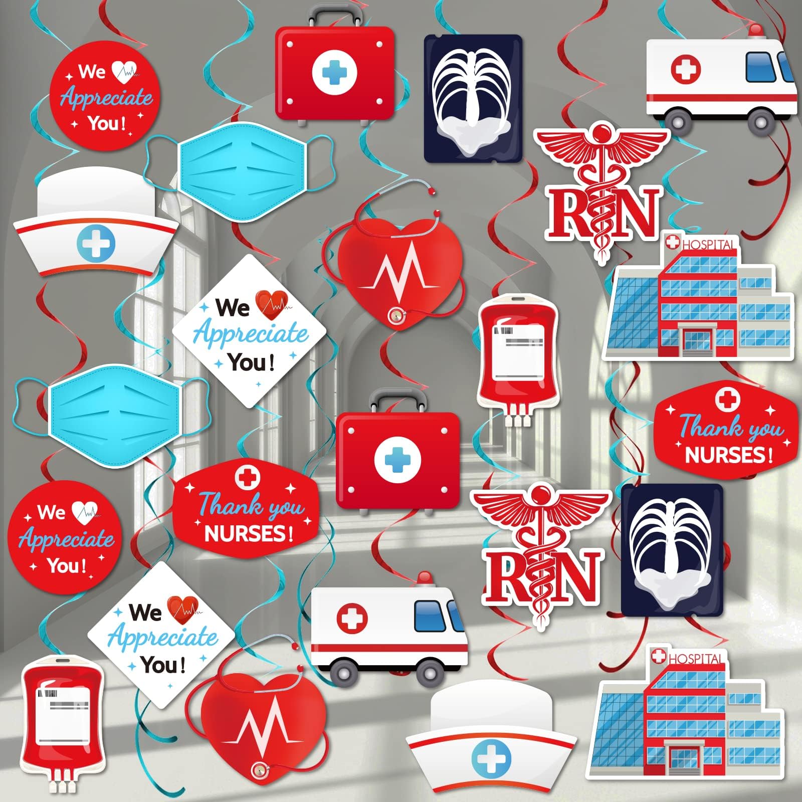 Amazon.com: 54 Pcs Nurses Week Decorations,Thank You Nurse Hanging ...