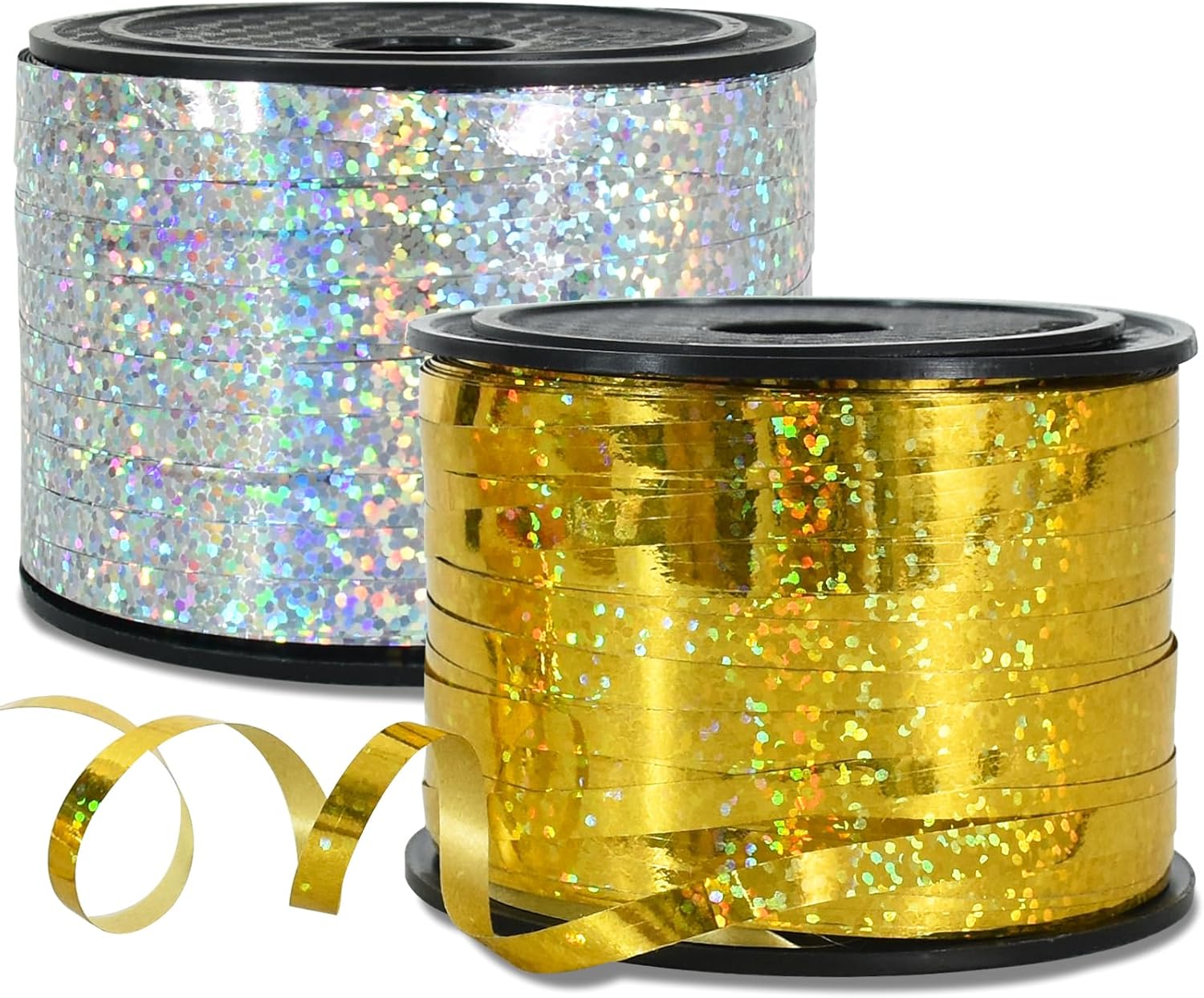Amazon.com: BEISHIDA 2 Pack 100 Yards Gold Silver Glitter Ribbon ...