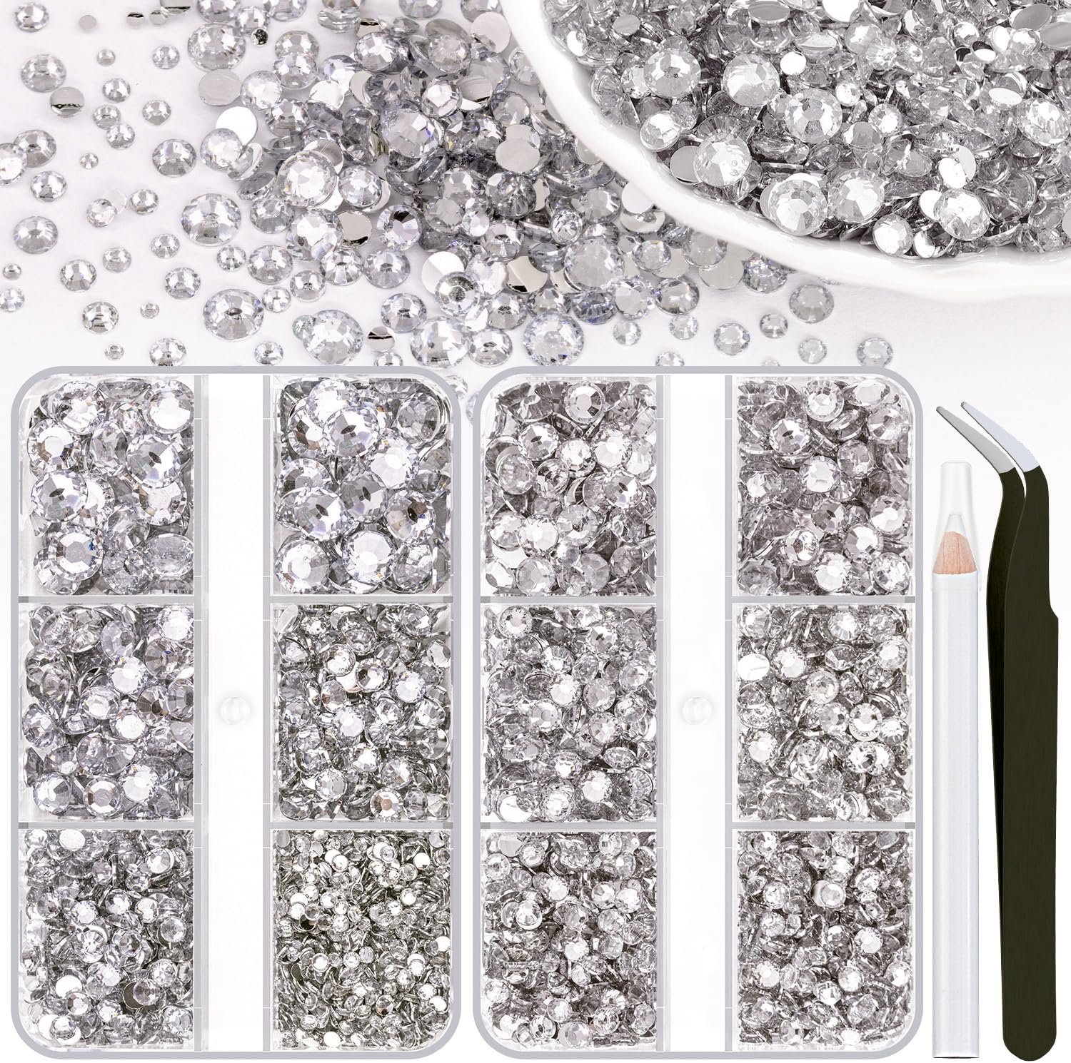 Amazon.com: Resin Rhinestones for Crafting, 2 Boxes Clear Multi Sizes ...