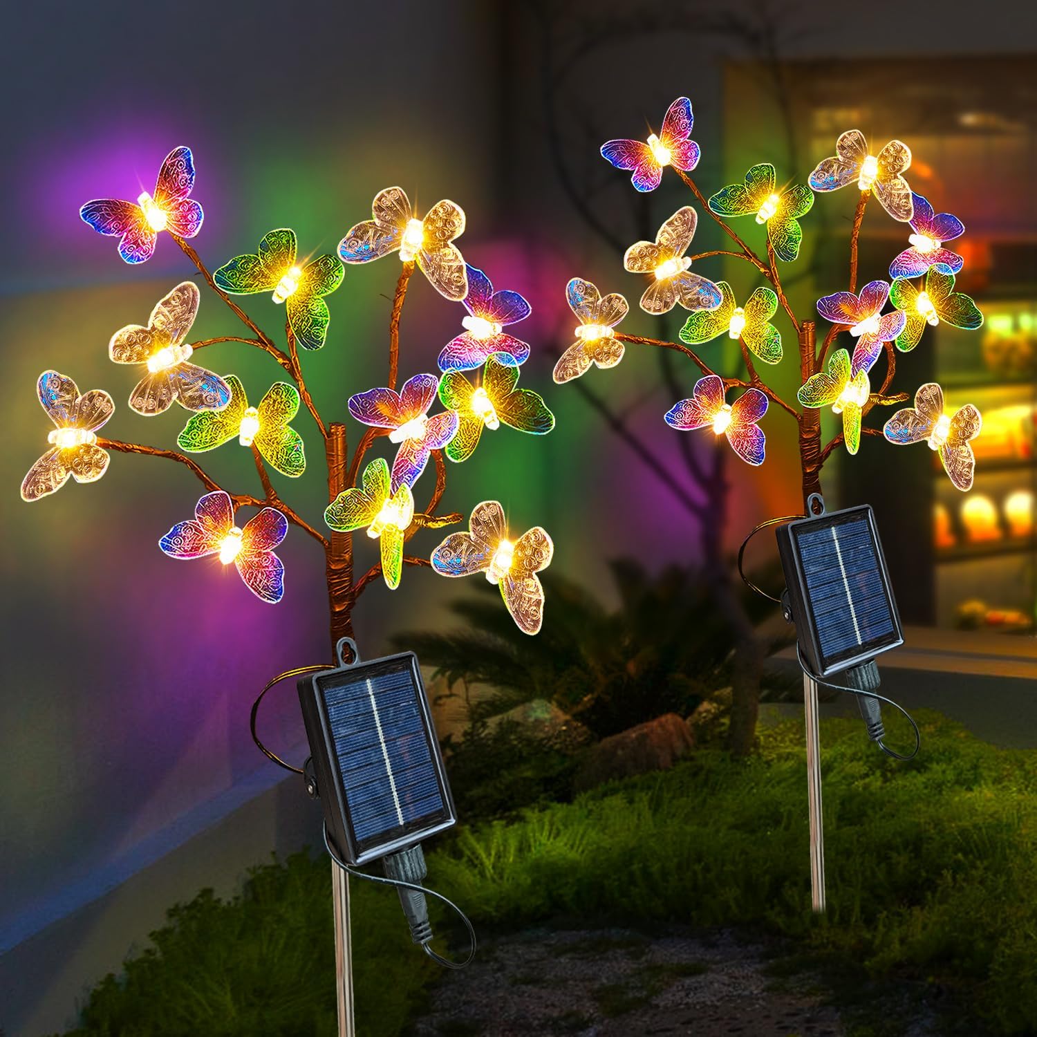 Amazon.com: Solar Garden Stakes Lights for Outdoor Decor, 4 Pack ...