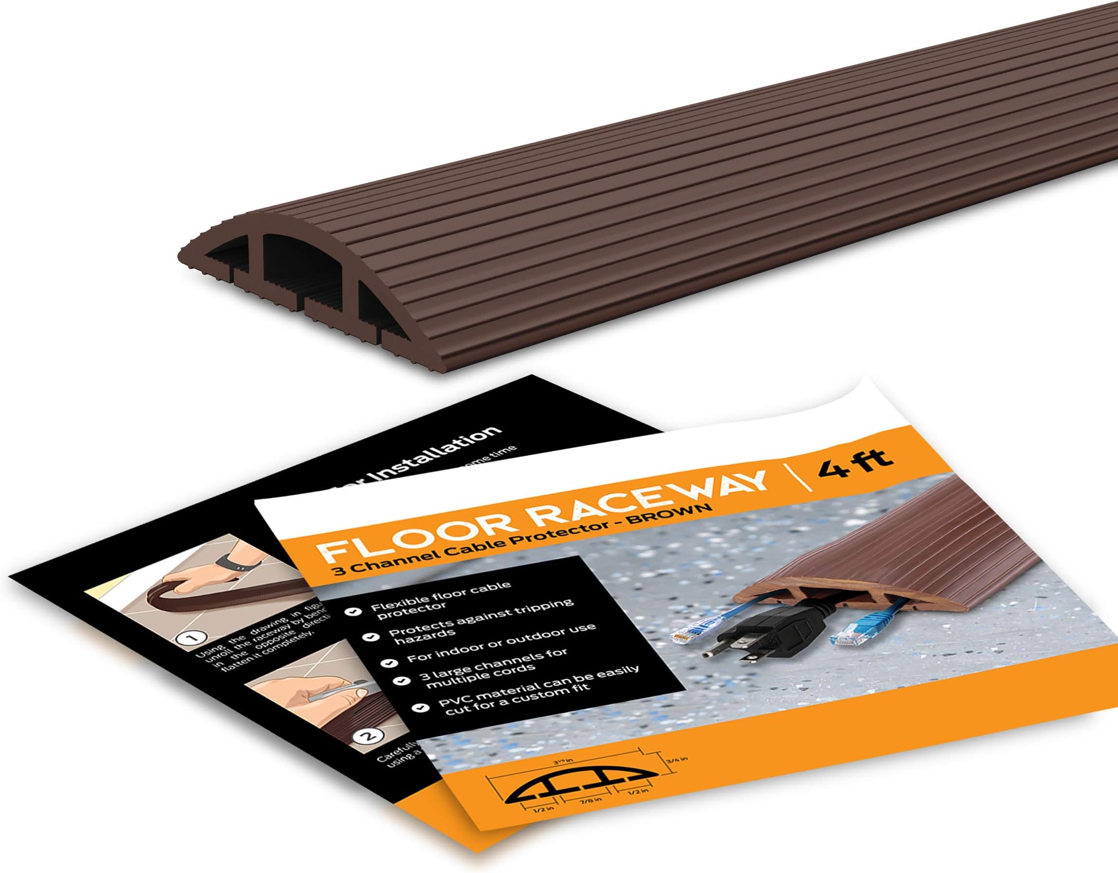 Amazon.com: 4-Foot Cord Cover - Floor Cable Management Kit for Indoor ...