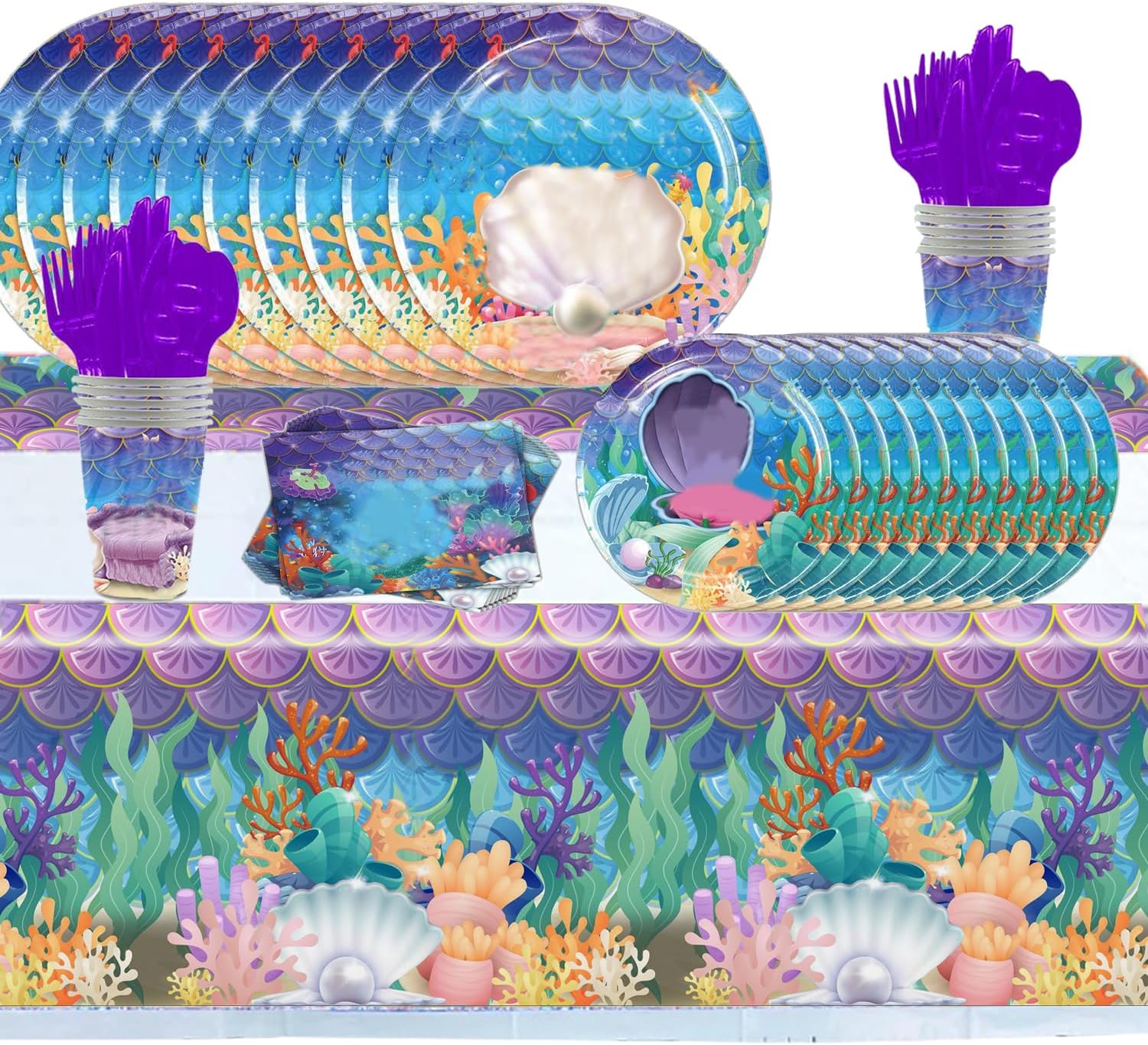 Amazon.com: Princess Mermaid Party Decorations Birthday Supplies With ...