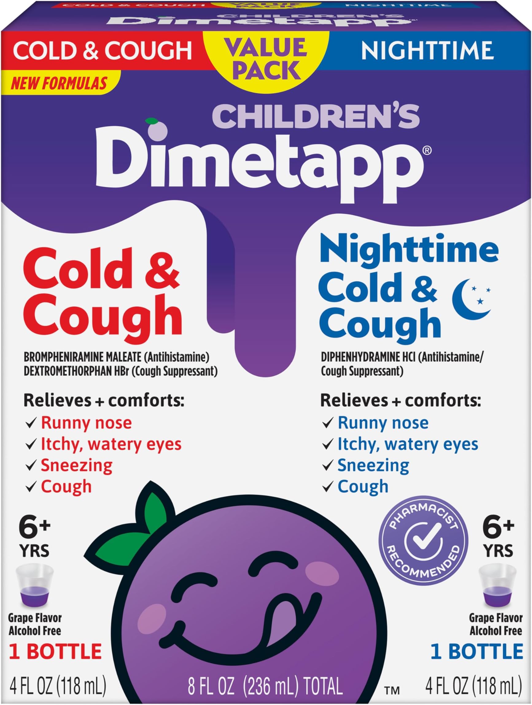 Amazon.com : Children's Dimetapp Cold & Cough Value Pack, Antihistamine ...