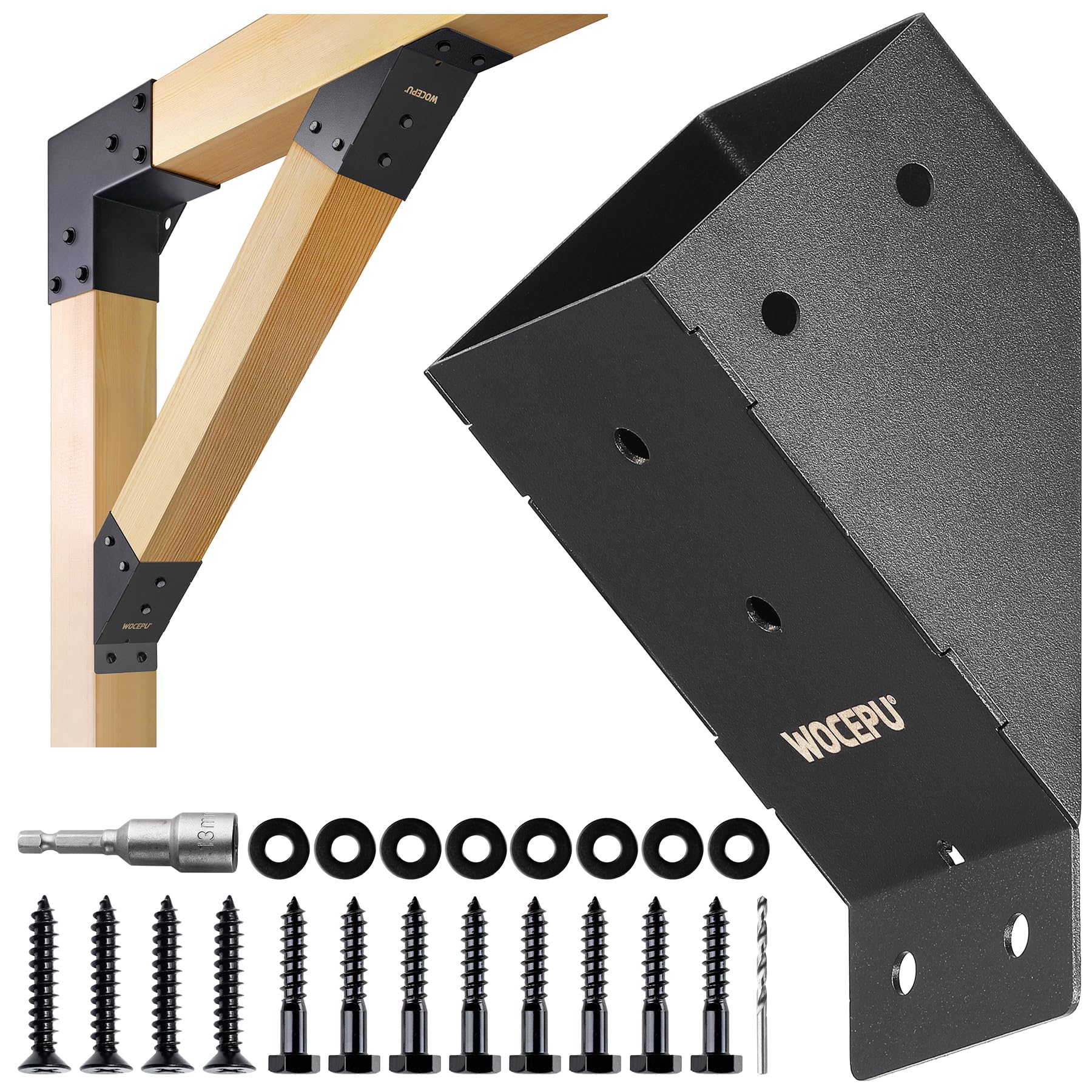 Wocepu 4pack 45 Degree Angle Support Bracket, for 4x4 (Actual 3.5''x3.5 ...