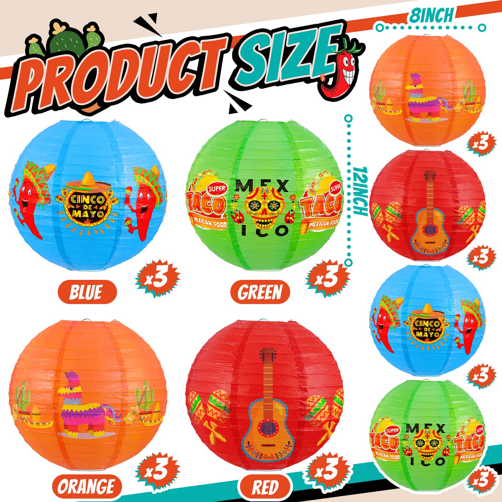Snapklik.com : 24 Pcs Mexicano Paper Lanterns Mexicano Party ...