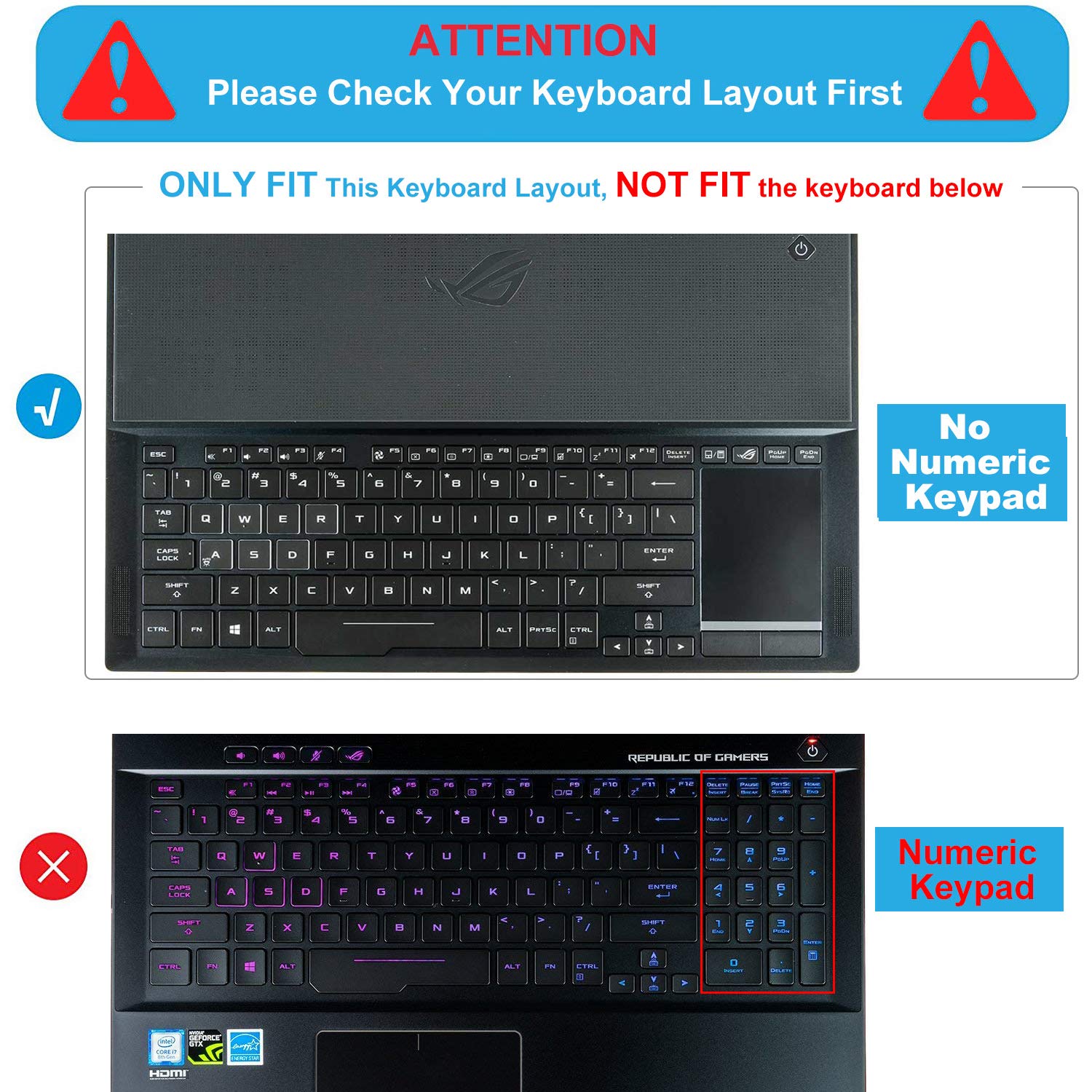 Buy Ultra Thin Keyboard Cover Fit ASUS ROG Zephyrus GX501(VS/VI/GS/GI ...