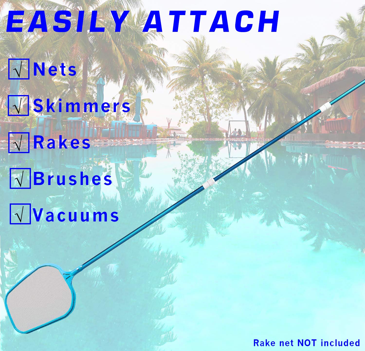 POOLWHALE Professional 12 Foot Blue Anodized Aluminum Telescopic ...