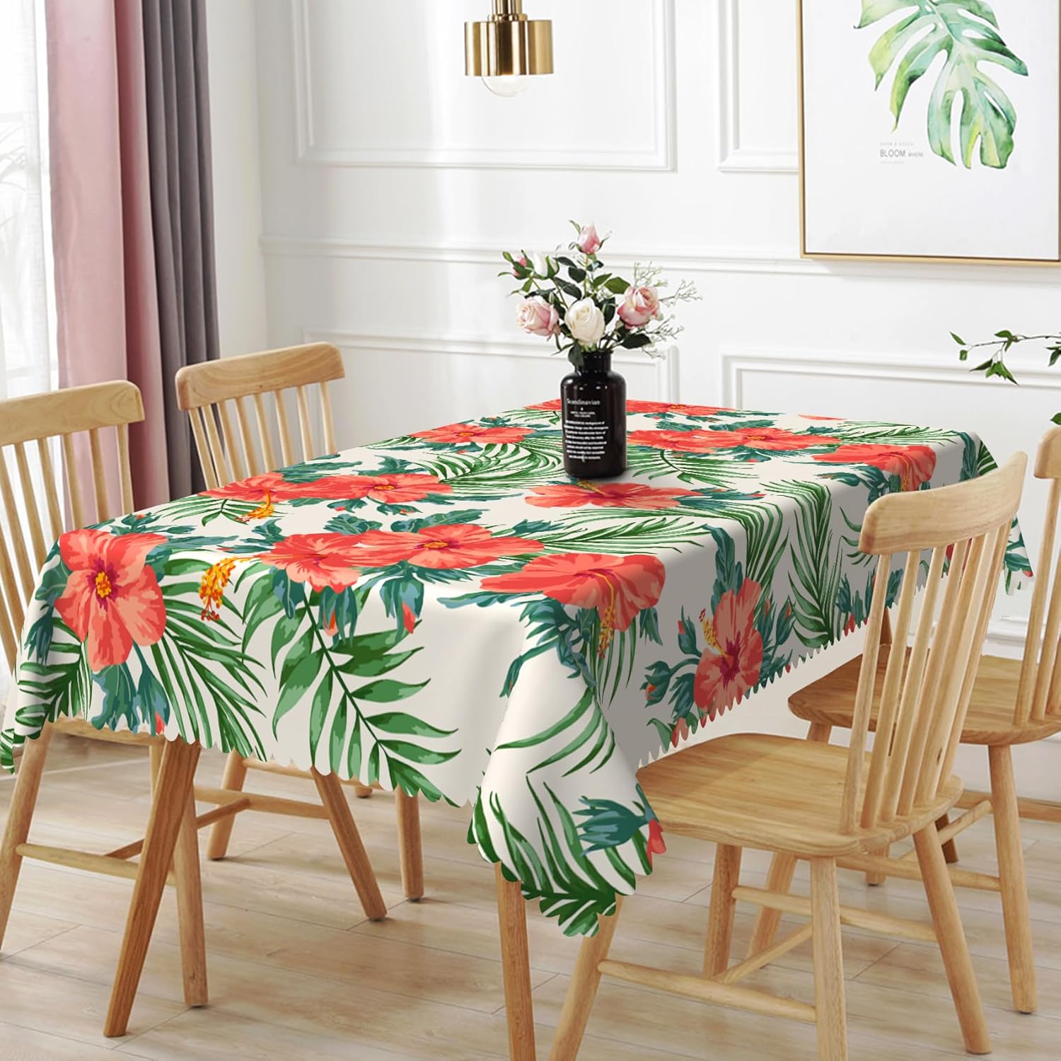 Amazon.com: TTQYFNM 60x120inches Tropical Rectangle Tablecloth Green ...