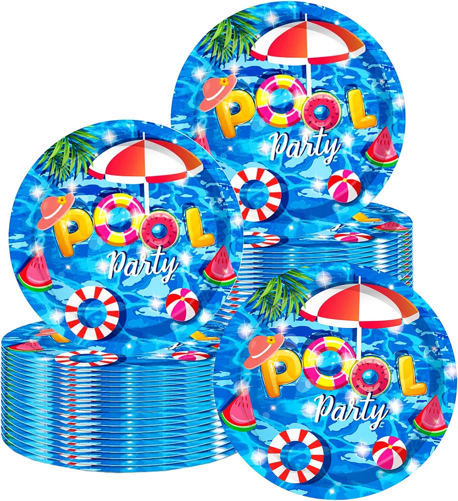 Amazon.com: HIPVVILD Summer Beach Pool Party Plates And Napkins - Pool ...