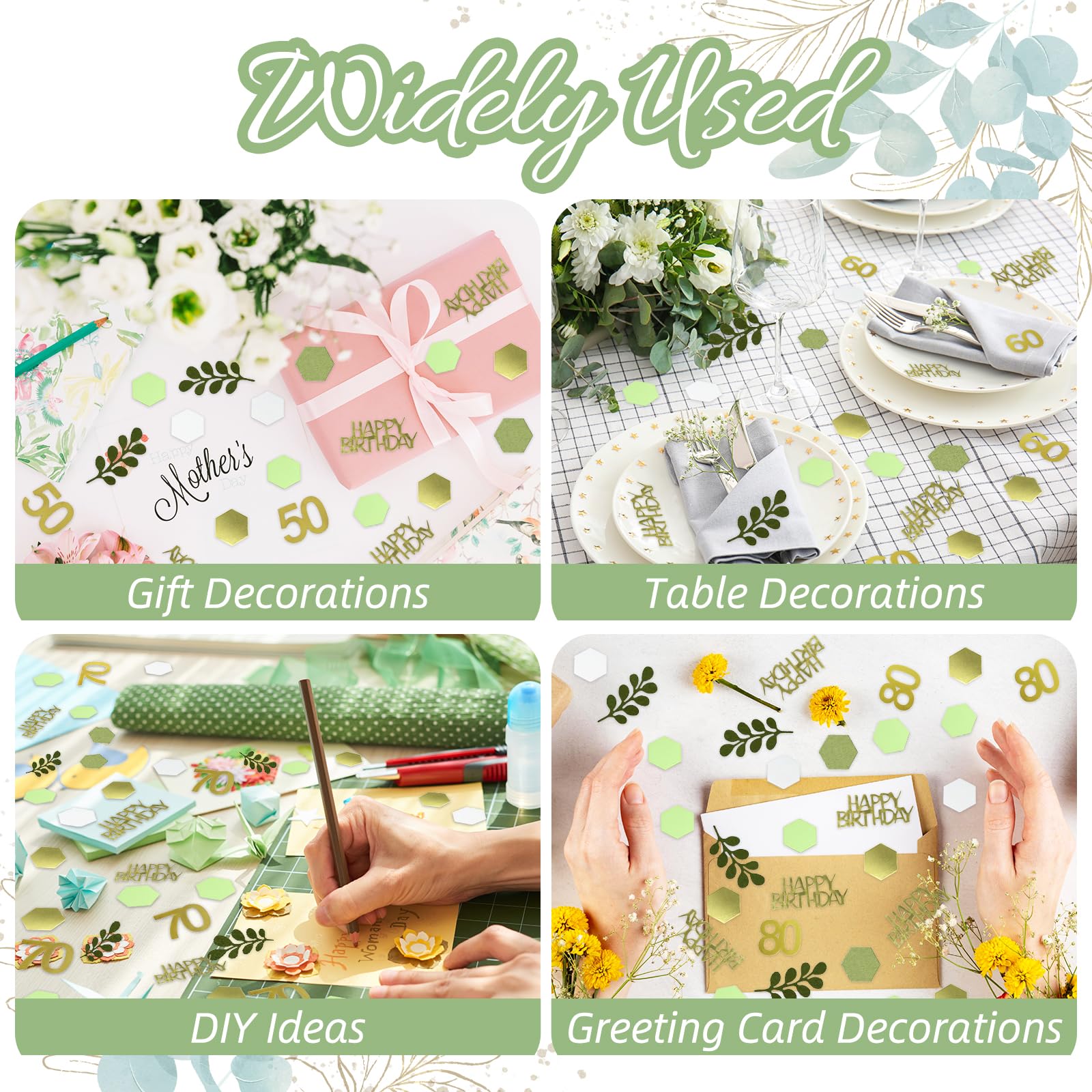 Snapklik.com : Greenery Confetti Scatter Decorations, 40th Happy ...