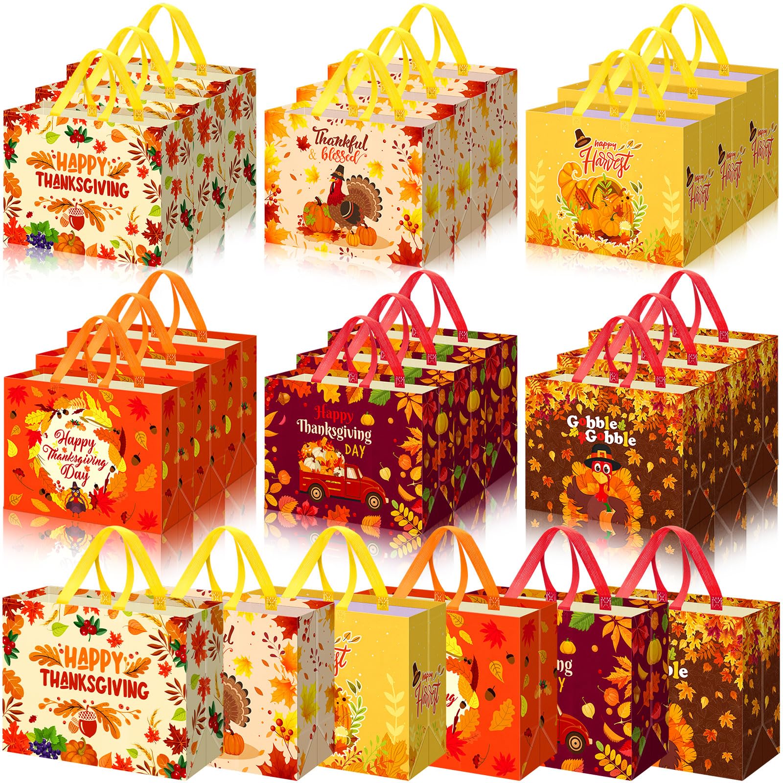 Amazon.com: 24 Pcs Thanksgiving Gift Bags Fall Non-woven Tote Bags Bulk ...