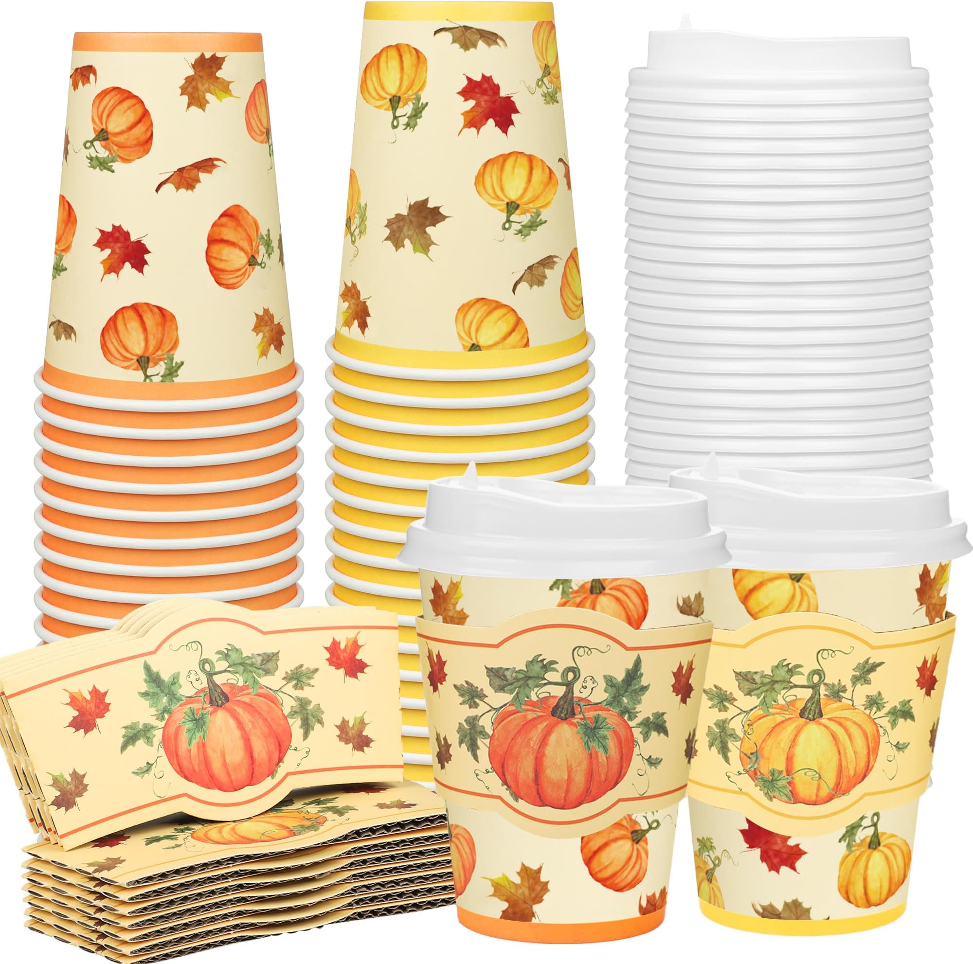Amazon.com: Lallisa 100 Pack Fall Disposable Coffee Cups 12 oz ...