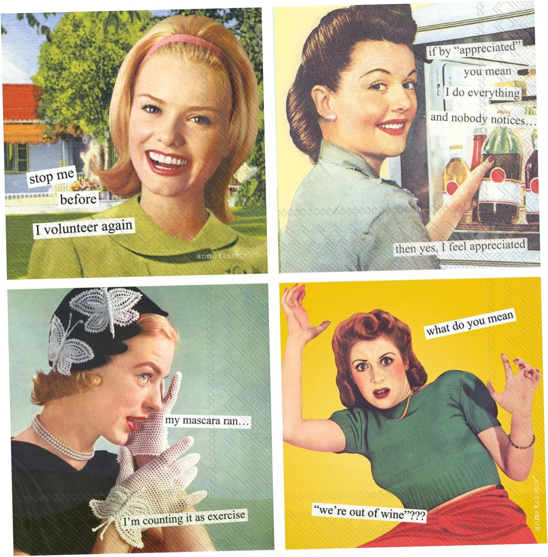 Amazon.com | Humorous Cocktail Napkins for Women - Anne Taintor Funny ...