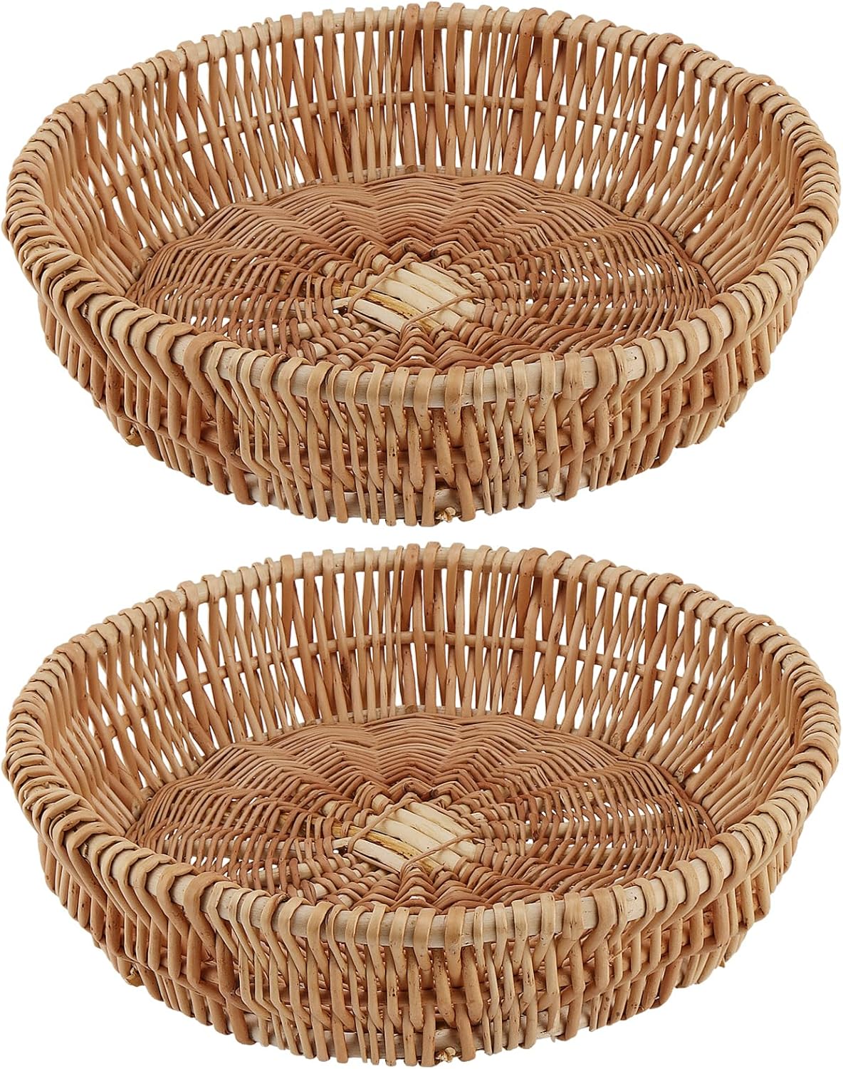 Amazon.com: HAKZEON 2 PCS 12 Inch Handmade Wicker Bread Baskets Round ...