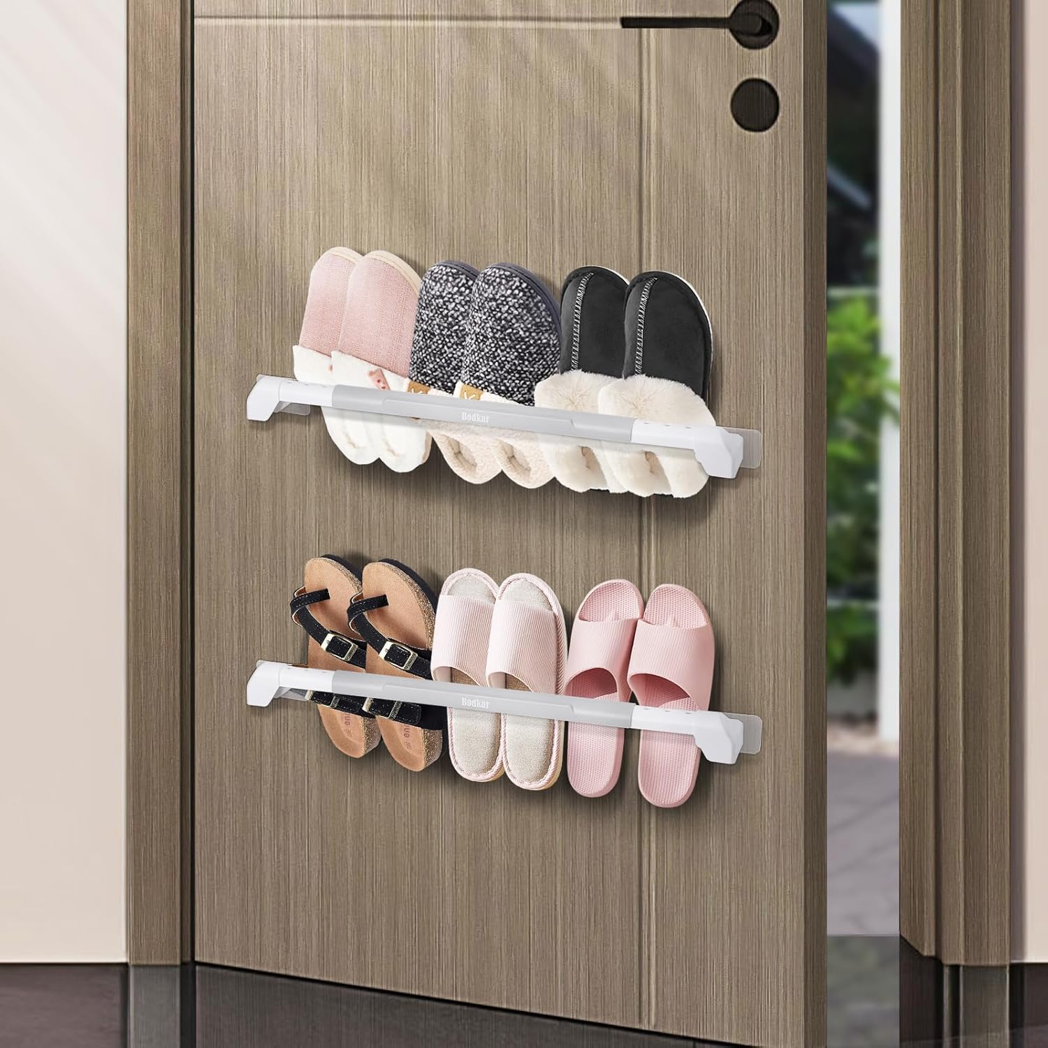 Amazon.com: bodkar Wall Mounted Shoe Rack, 2 Pack Plastic Hanging ...