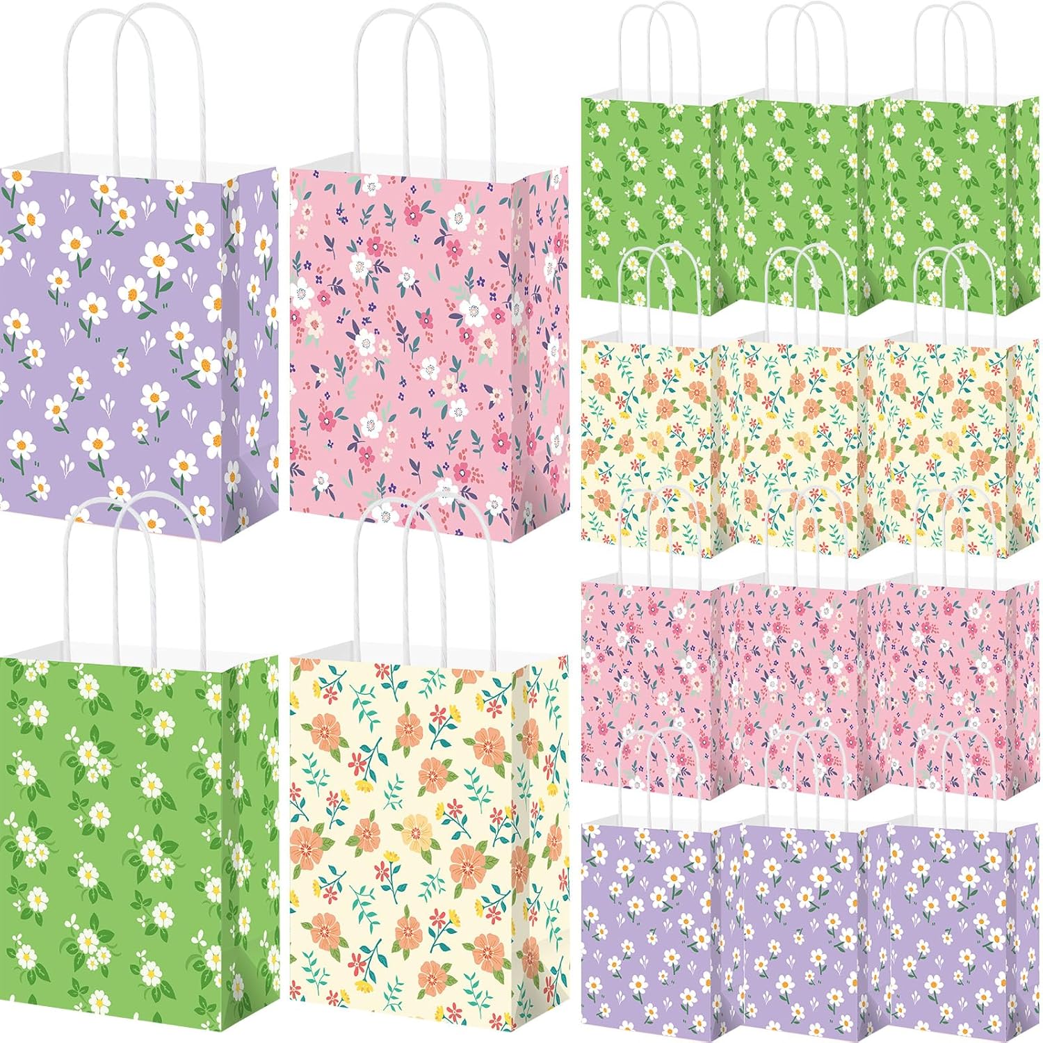 Amazon.com: Affrolling 48 Pieces Flower Gift Bags Bulk Spring Gift Bags ...