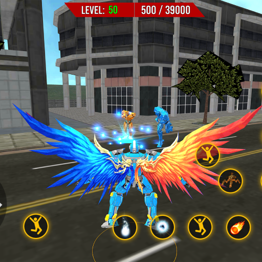 Flying Wing Robot Car Transforming Fighting Games Action Bots Dino City ...