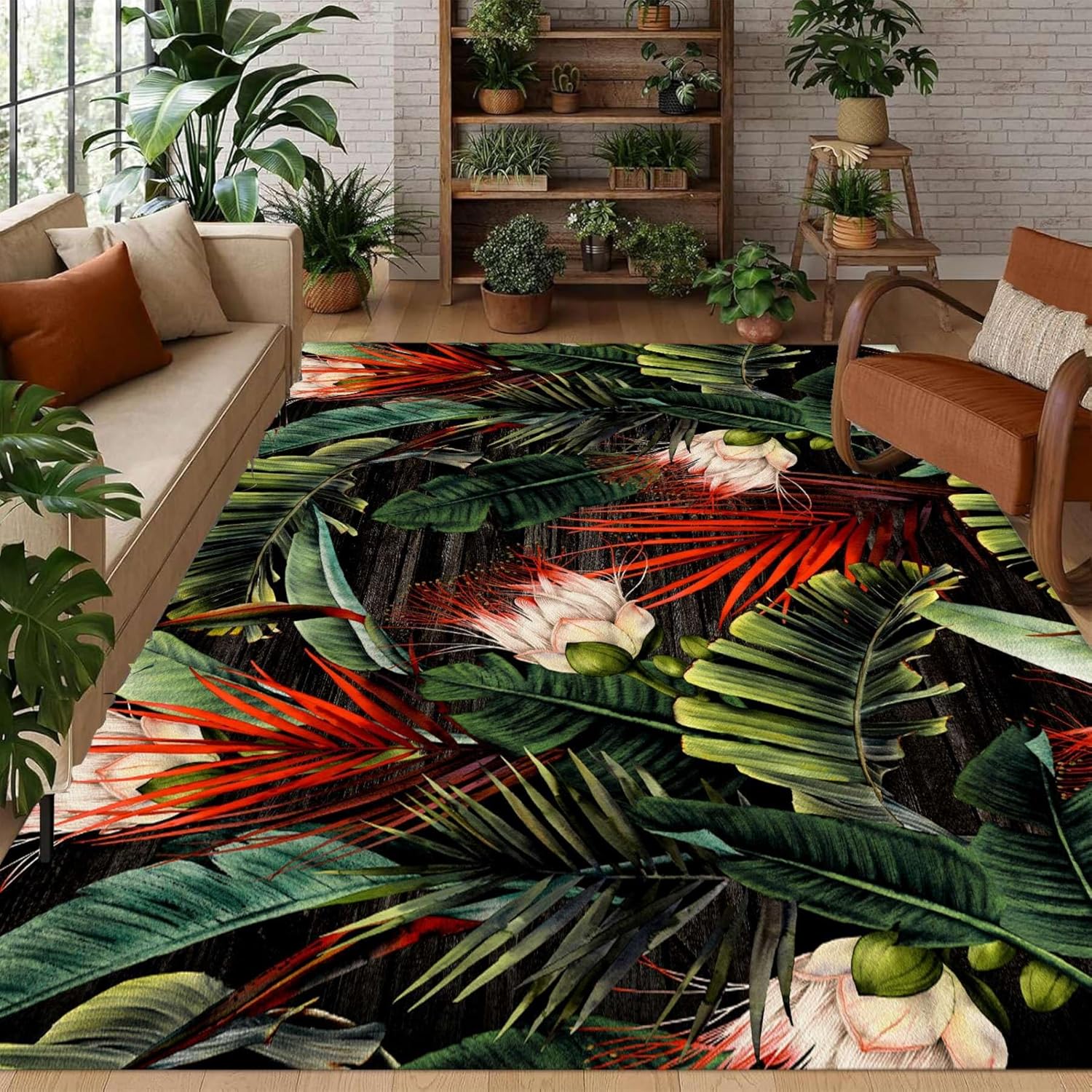 Amazon.com: Fouiunler Tropical Floral Area Rug,6x8ft,Summer Multi ...