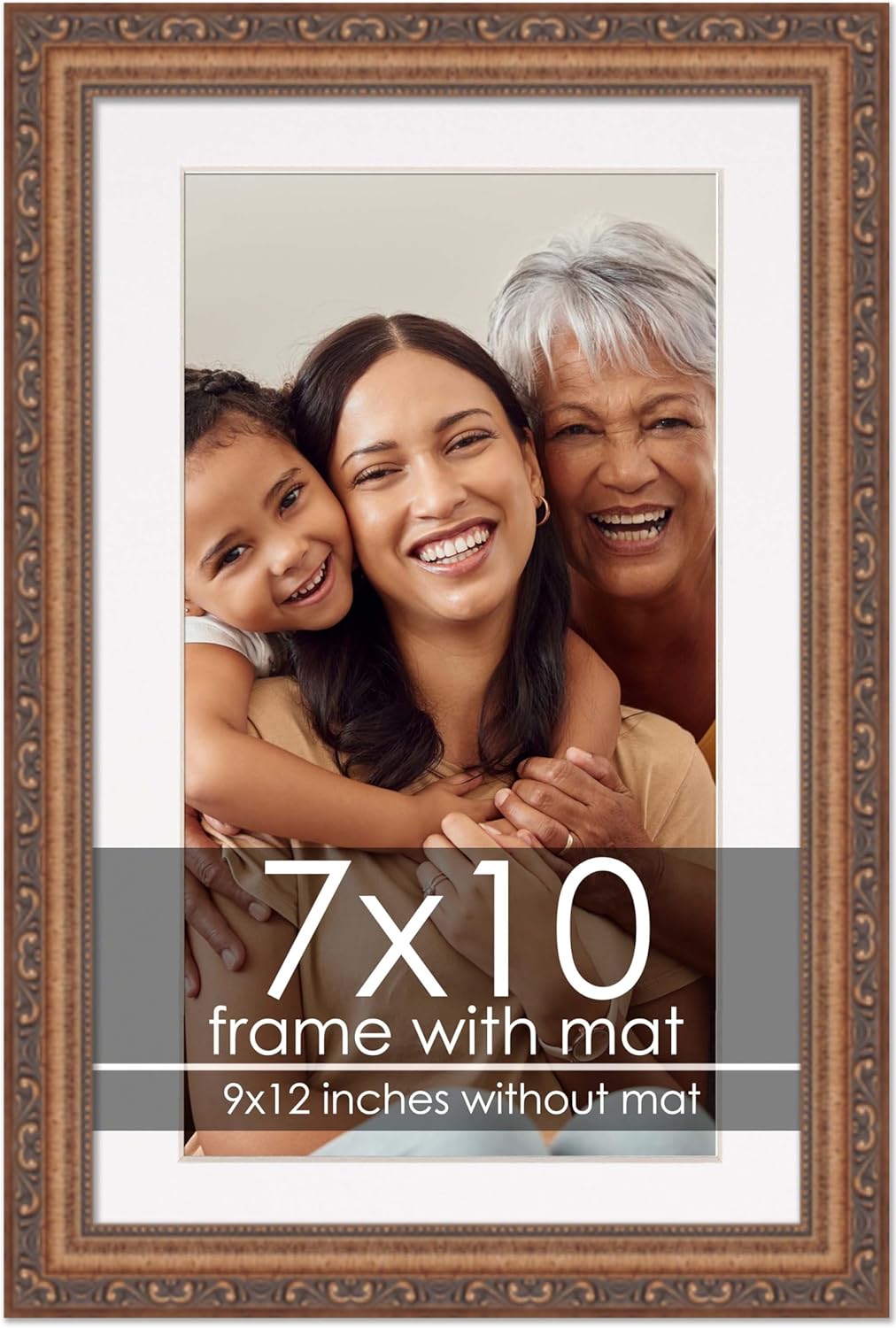 Amazon.com - 7x10 Frame with Mat - Antique Gold 9x12 Frame Wood Made to ...