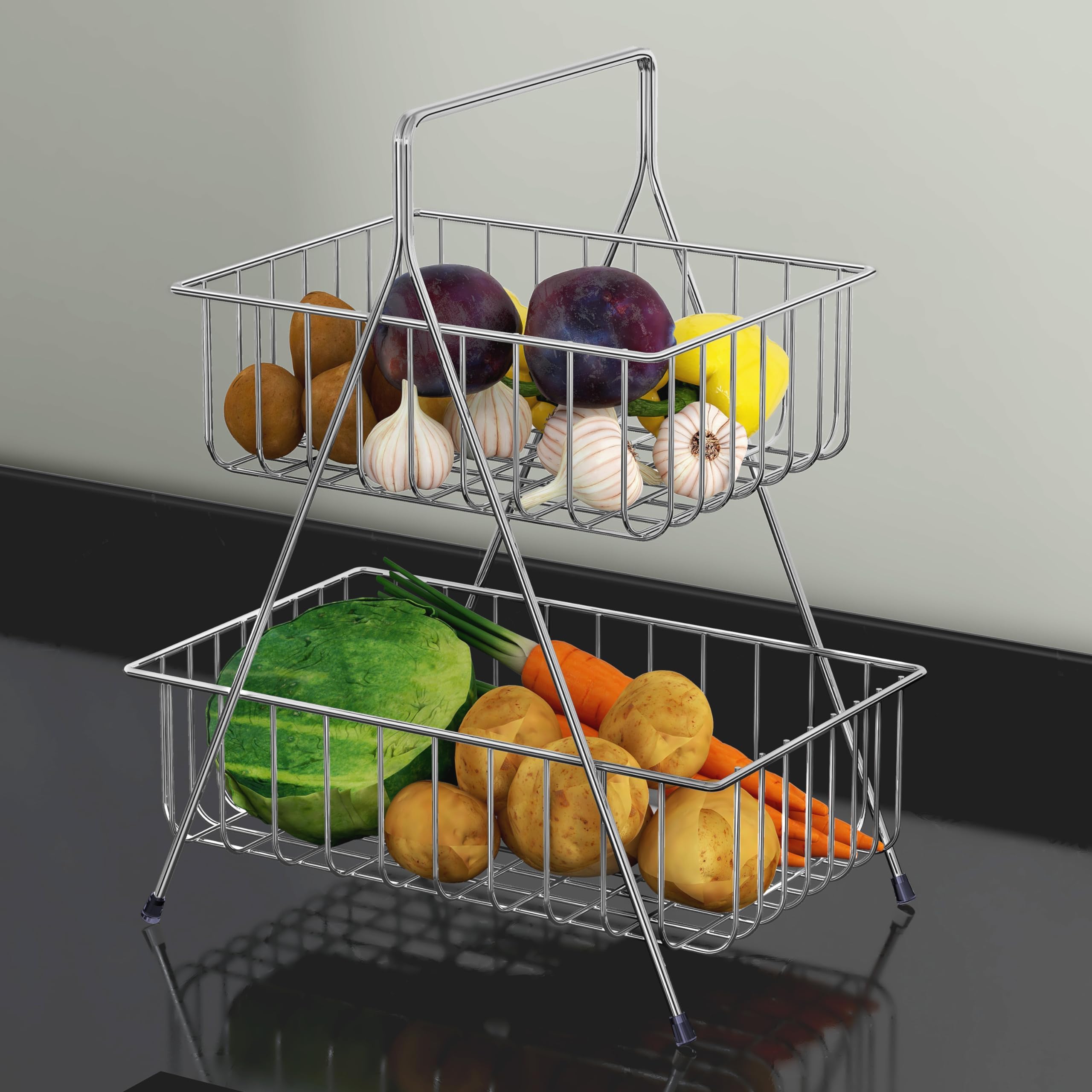 Buy Plantex High Grade Steel 2-Tier Fruit & Vegetable Basket ...