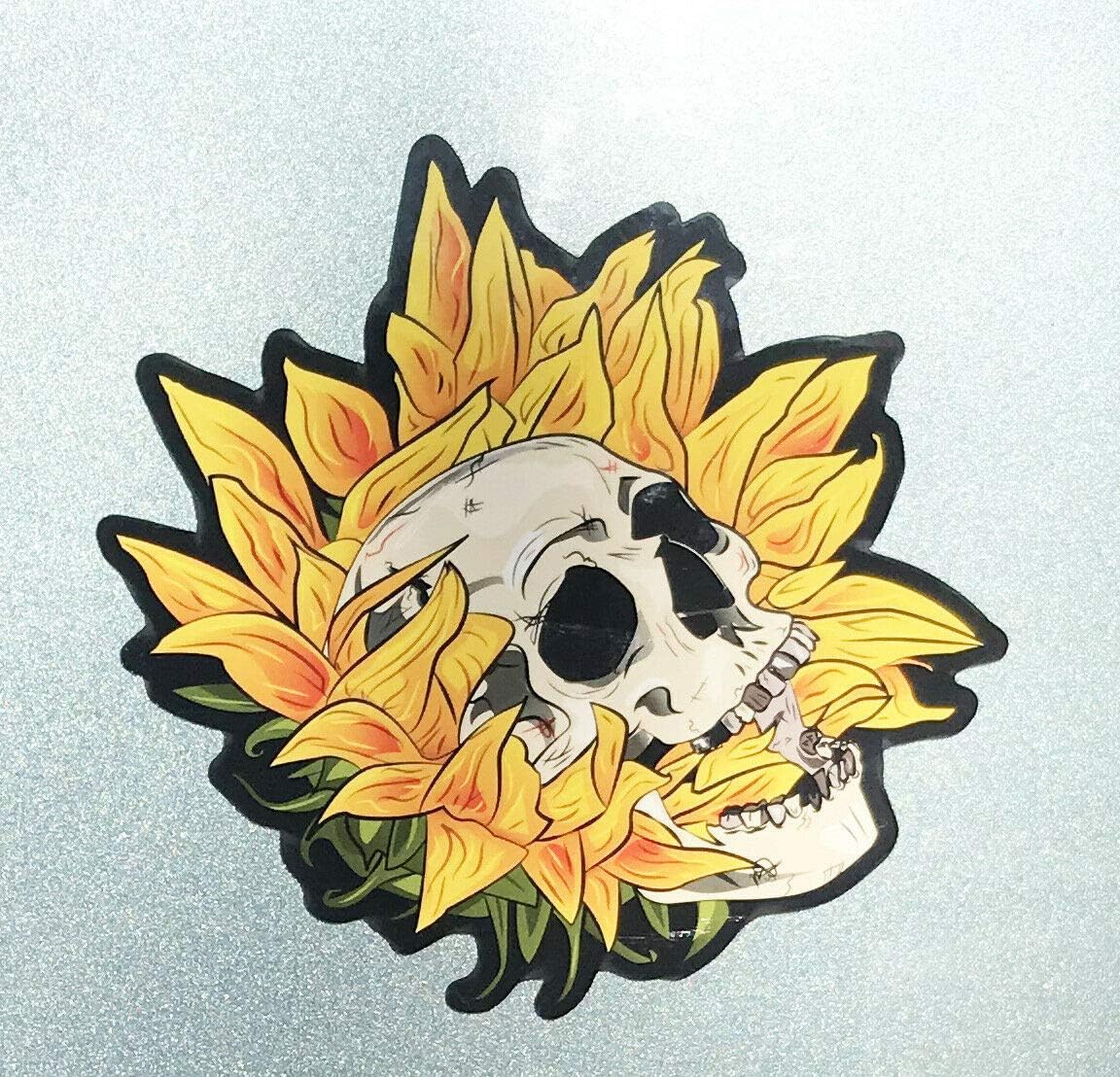 Amazon.com - Sunflower Skull Sticker for Car Vinyl Decal Window Truck ...